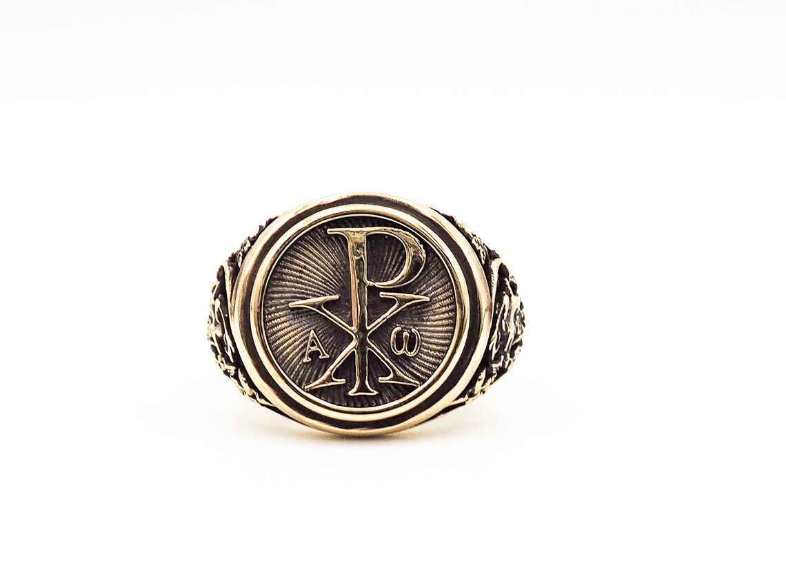 Chi Rho Alpha and Omega Christian Ring Mens Chi Rho Ring - Etsy