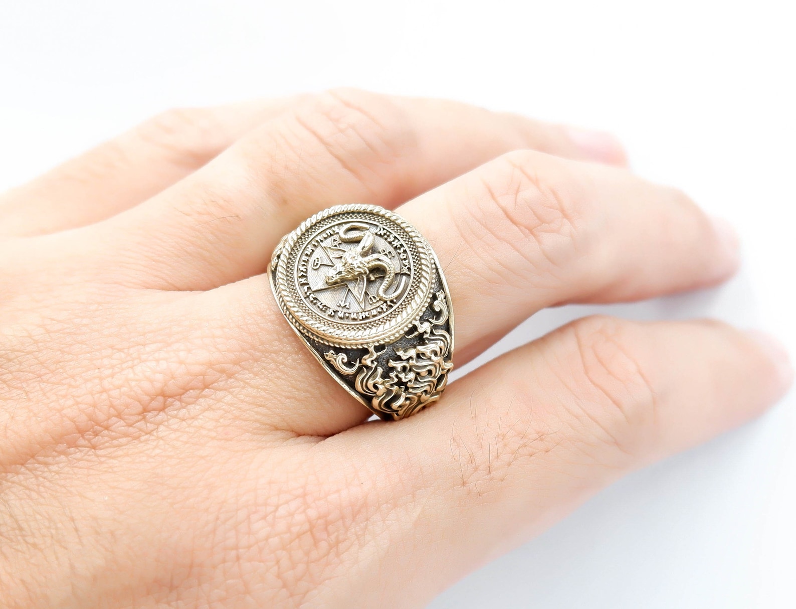 Pentacle Baphomet Satanic Satan Ring Gothic Goat Baphomet - Etsy