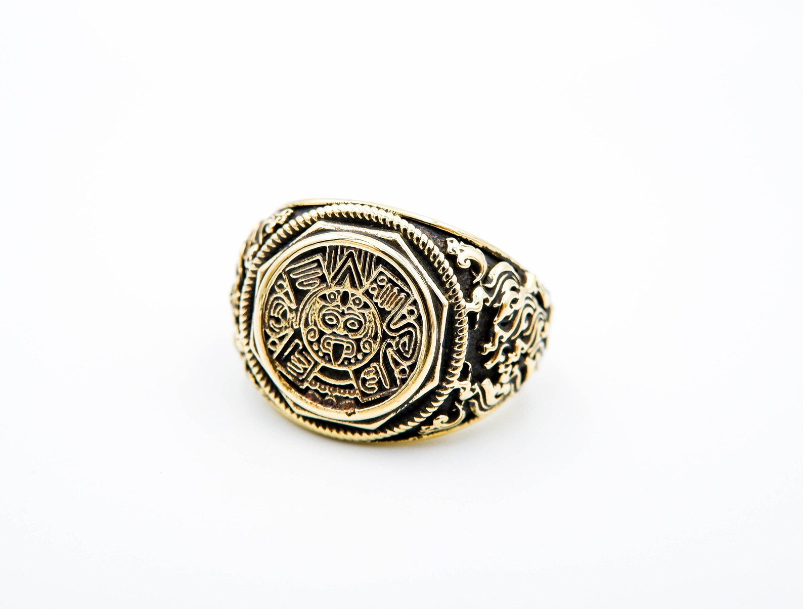 Mayan Calendar Ring Mexican Ring Aztec Calendar Solid Brass - Etsy