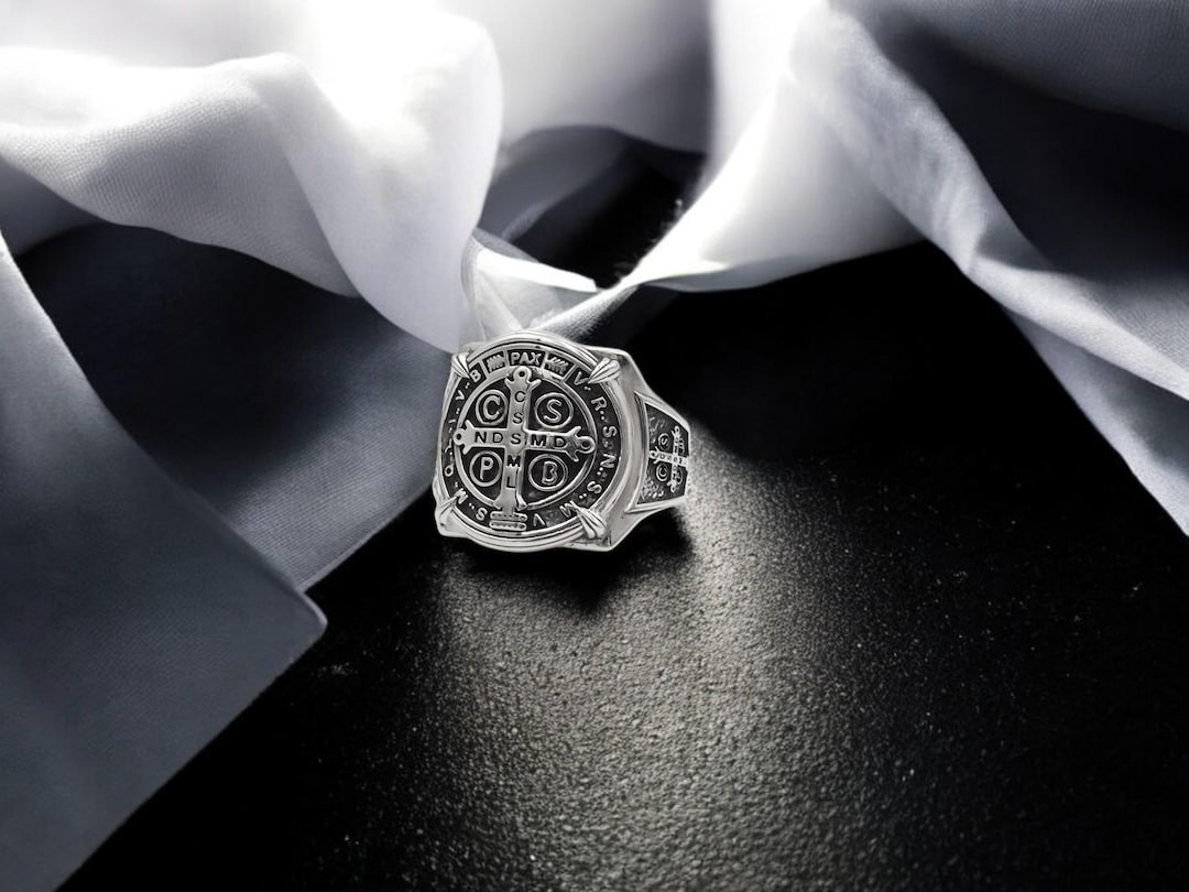 St Benedict Exorcism Cross Demon Protection Rings, St Benedict Ring ...
