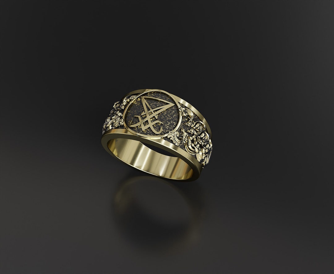 Sigil of Lucifer Ring, Seal of Satan Ring, Amulet Ring Protection Brass ...