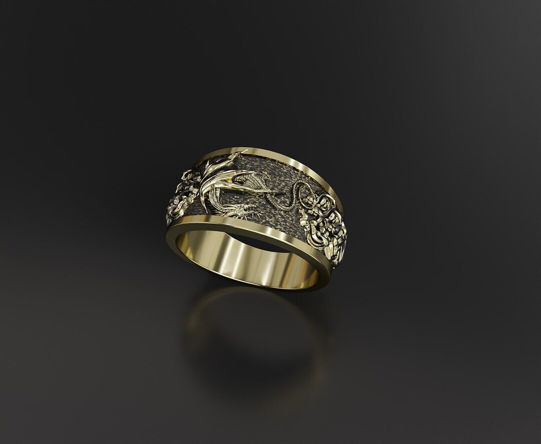 Dragon Signet Ring, Dragon Ring, Animal Brass Jewelry for Man Gift Him ...