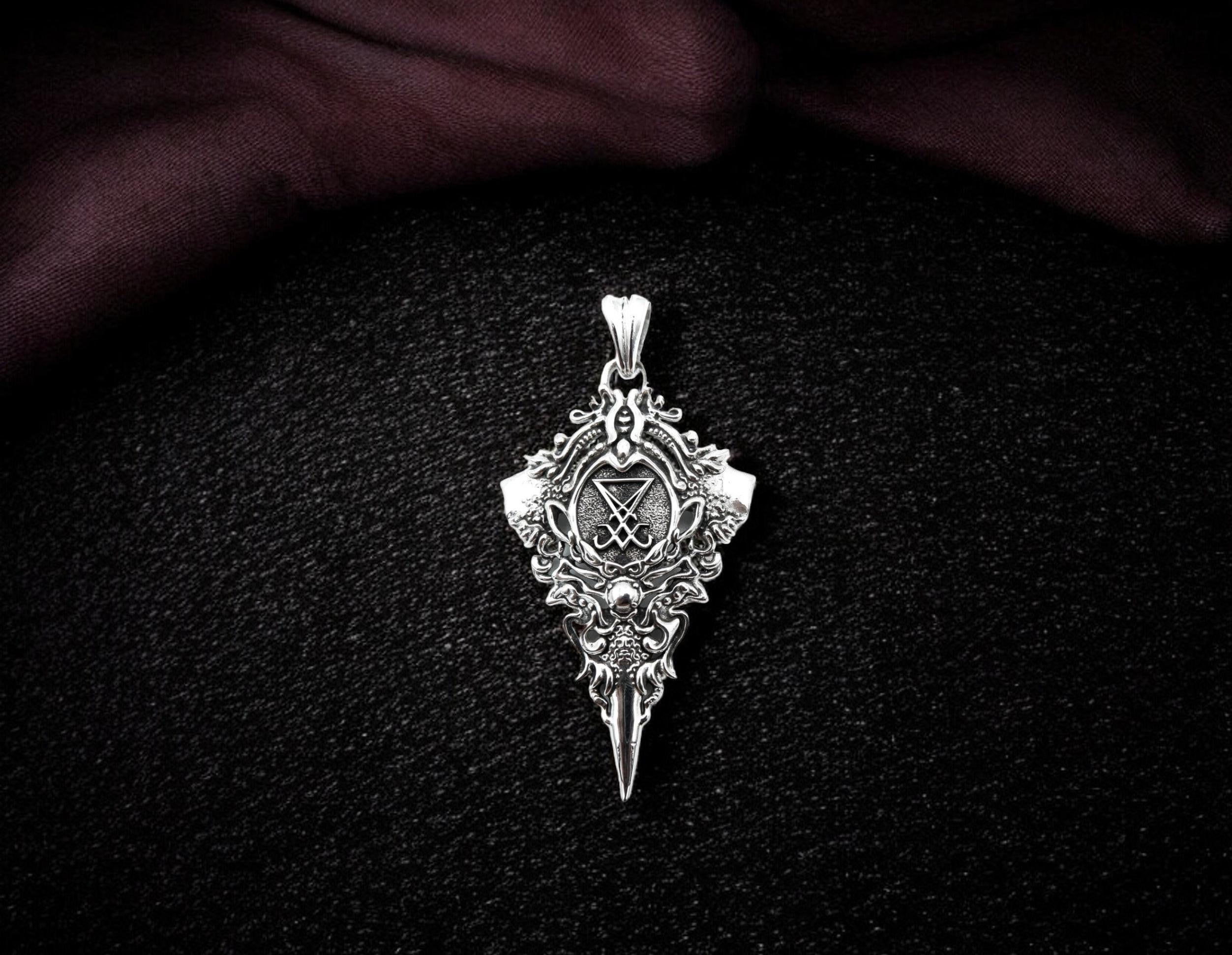 Sterling Silver Sigil of Lucifer Pendant, Satanic Amulet Talisman - Etsy