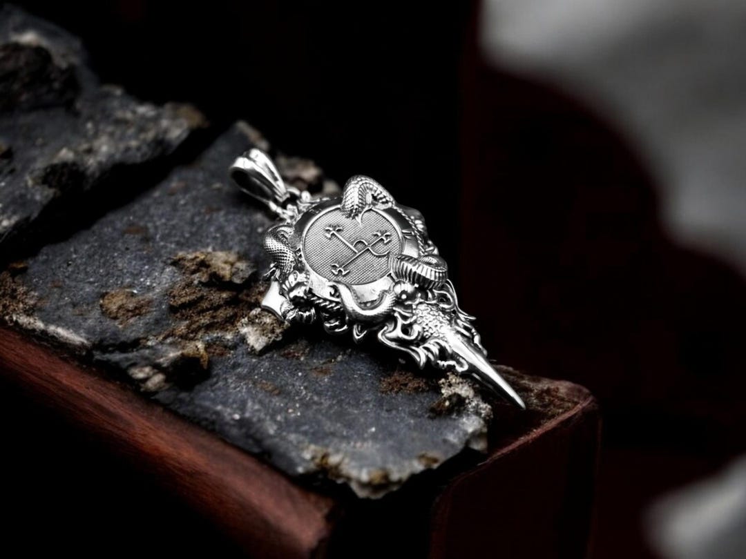 925 Sterling Silver Sigil of Lilith With Snake Pendant, Sigil of Lilith ...