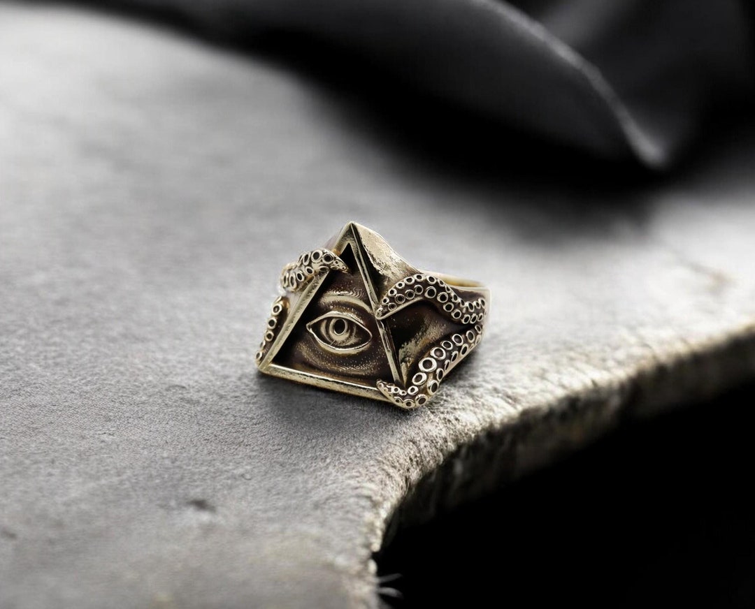 Illuminati Eye Triangle Ring, Octopus Ring, Eye of Horus Ring, Egypt ...
