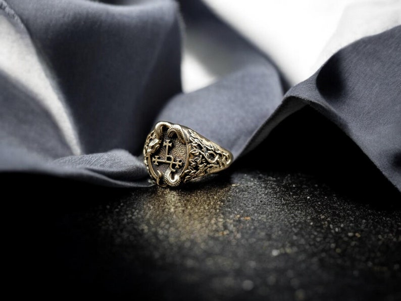 Sigil of Lilith Snake Ring, Gothic Brass Seal Jewelry - Etsy