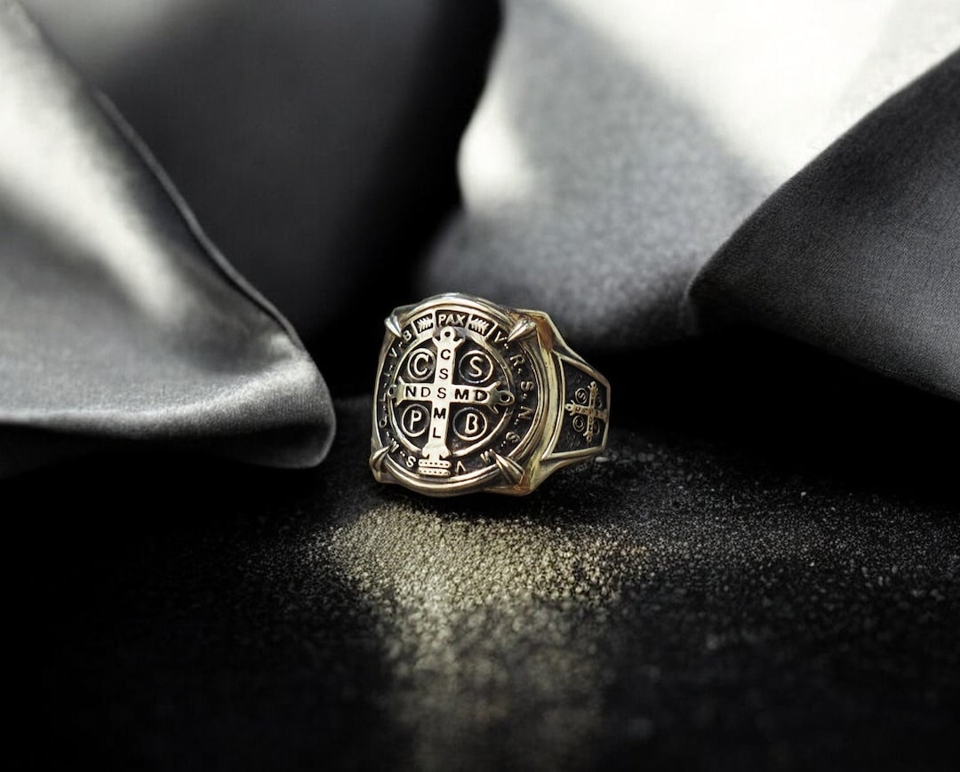 St Benedict Exorcism Cross Demon Protection Ghost Rings, St Benedict ...