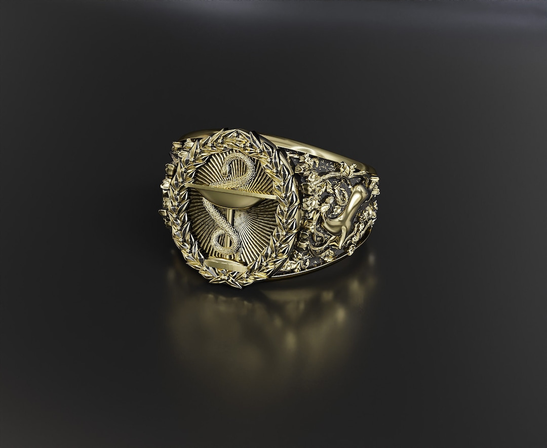 Bowl of Hygieia Ring, Pharmacy Ring, Medical Ring, Pharmacy Symbol Ring ...