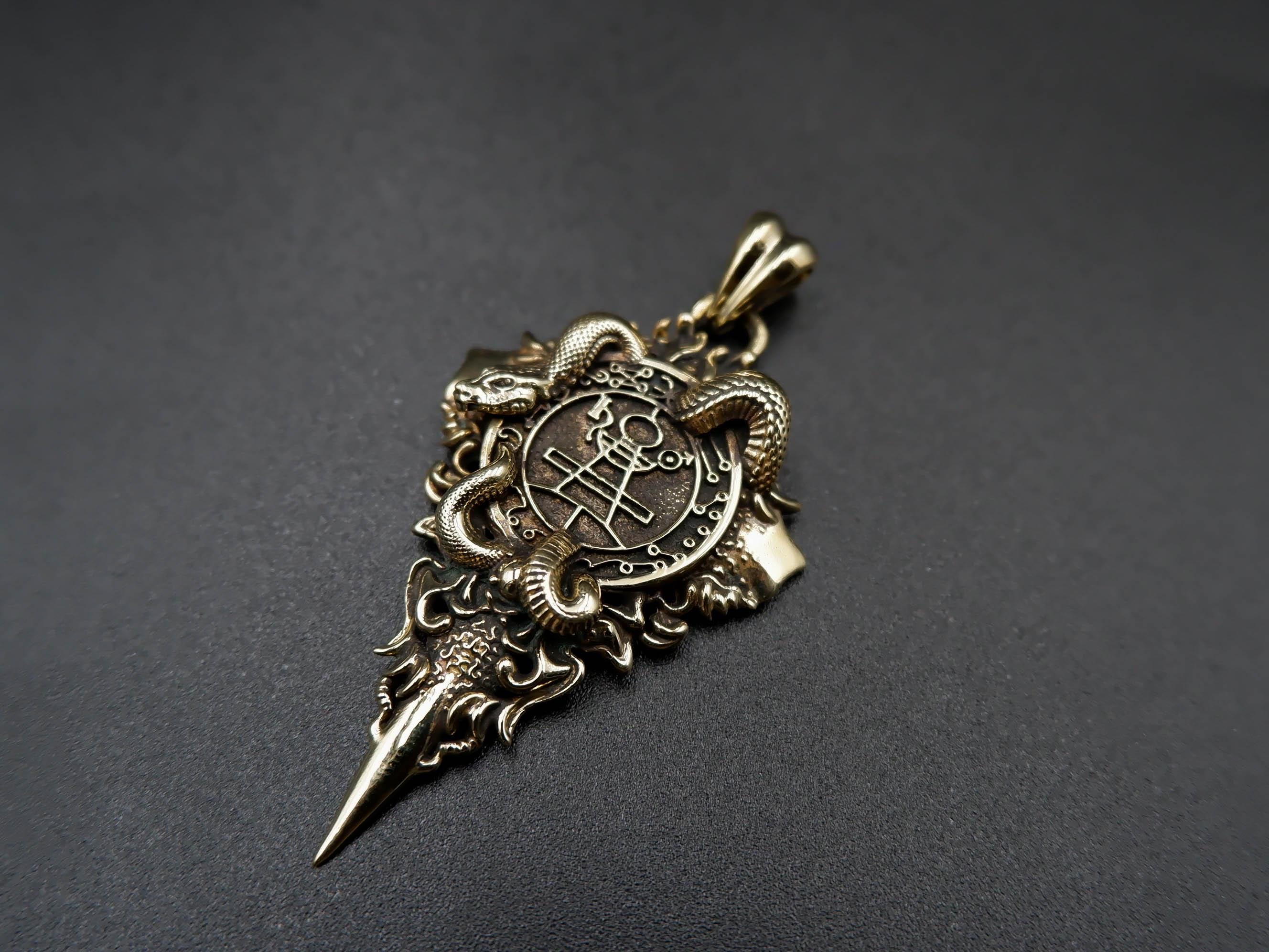 Brass Seal of Solomon Pendant: Snake Amulet, Sacred Symbols - Etsy
