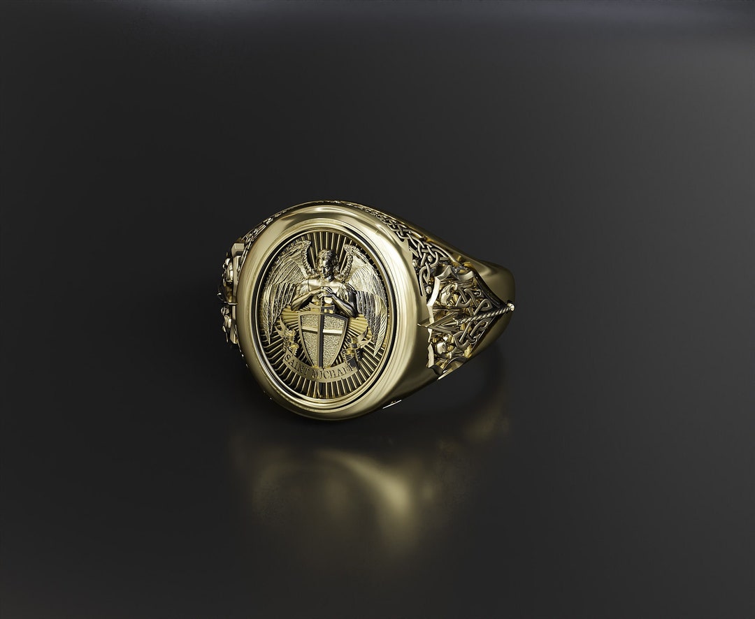 Archangel Michael Ring for Women, Archangel Saint Michael Wings Ring ...