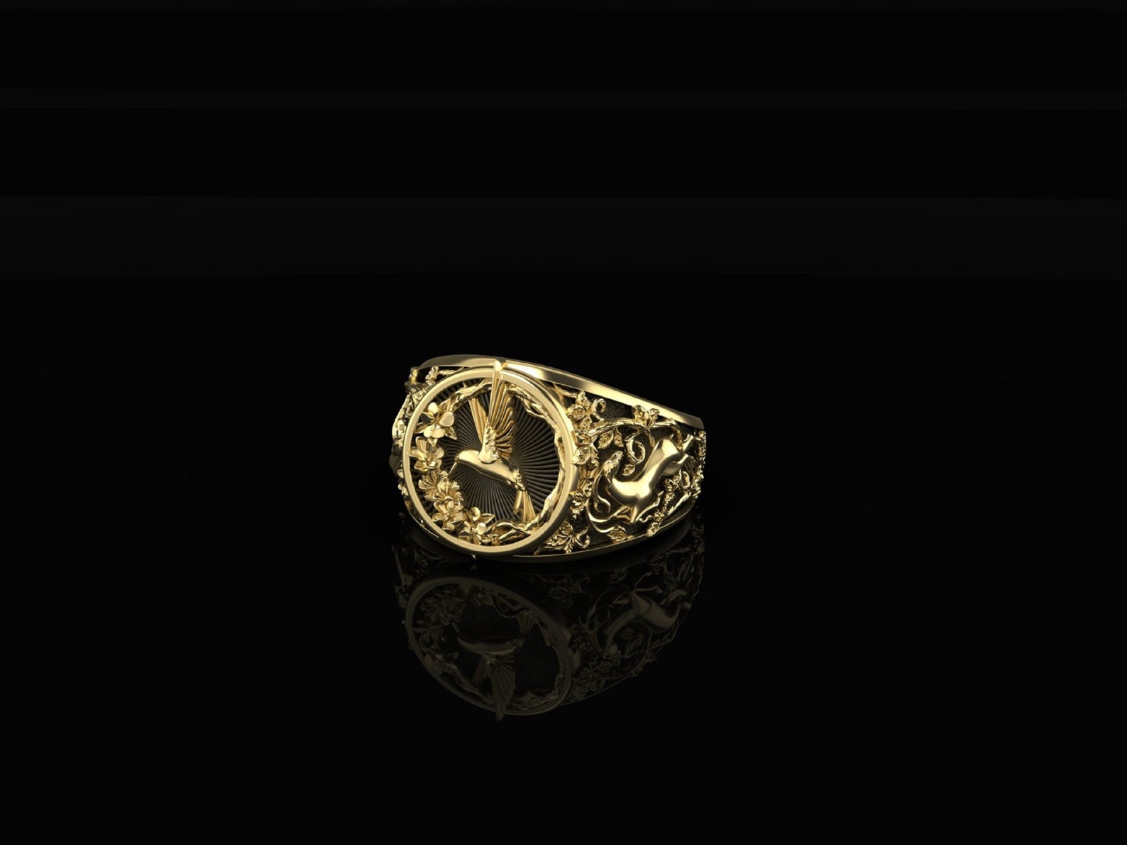 Hummingbird Ring Animal Good Luck Gift Animal Signet Men's - Etsy