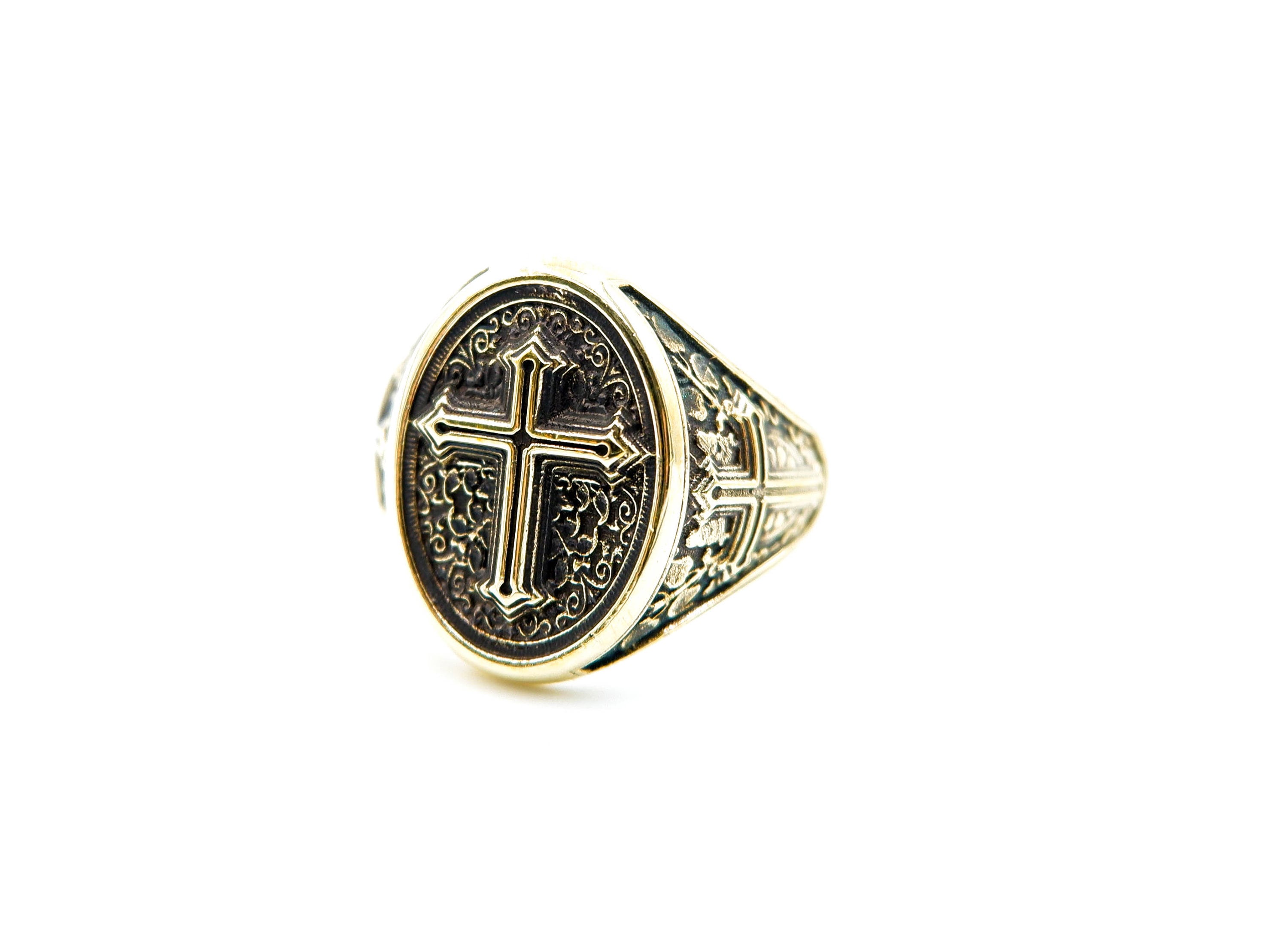Signet Cross Ring Jesus Cross Men's Rings Christian - Etsy