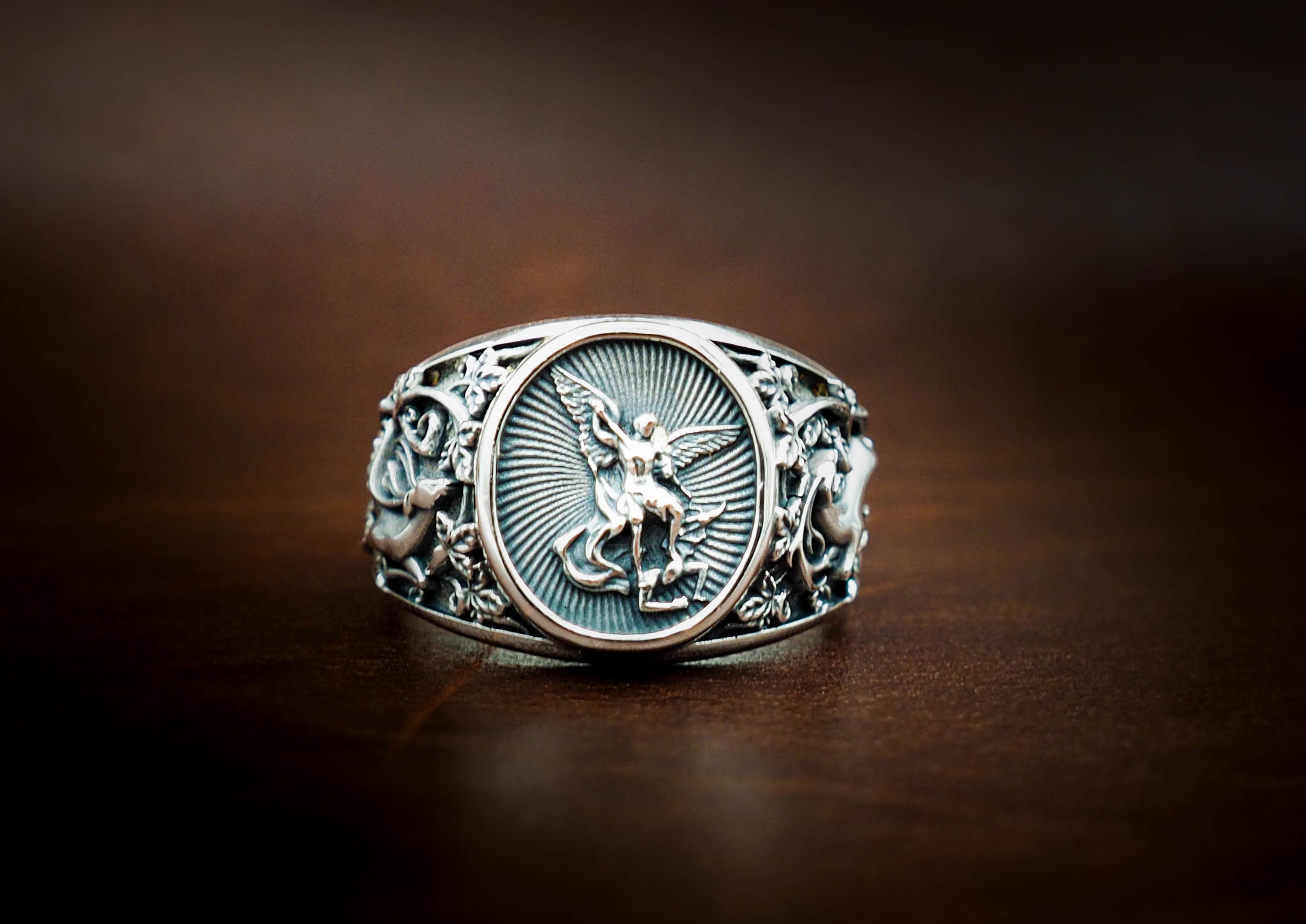 Saint Michael Signet Ring Catholic Archangel St Saint Michael | Etsy