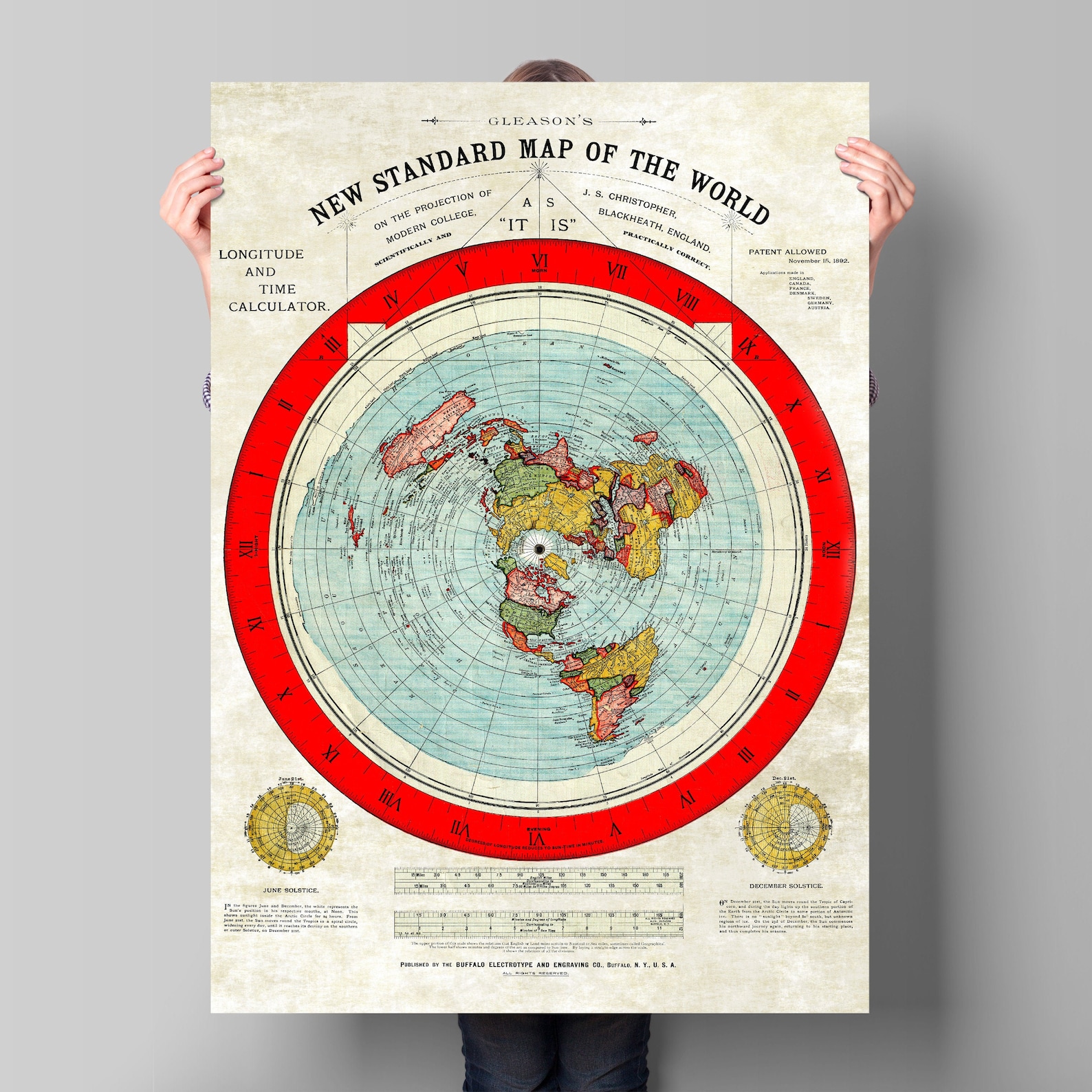 Flat Earth Gleason Map RESTORED EDITION Old Map, Large Map, Antique ...