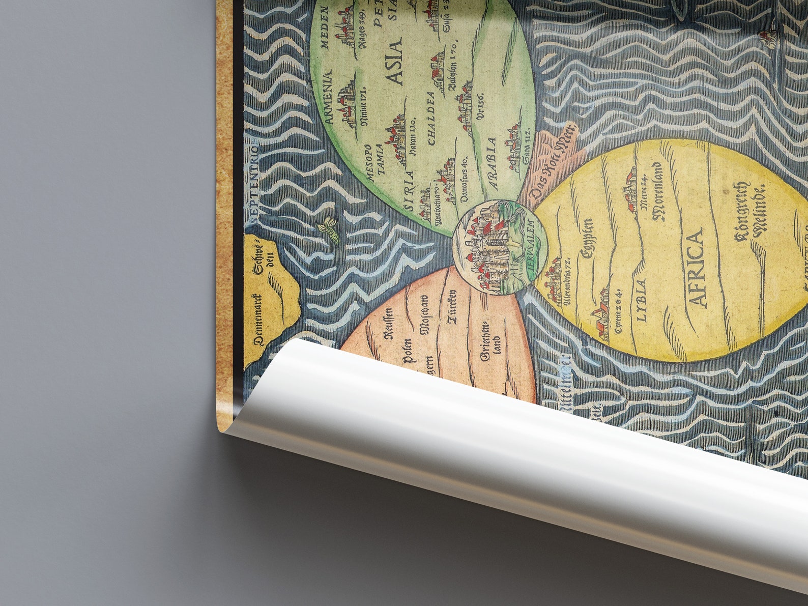 The Bünting Clover Leaf Map (the World in a Cloverleaf) Old Map, Large ...