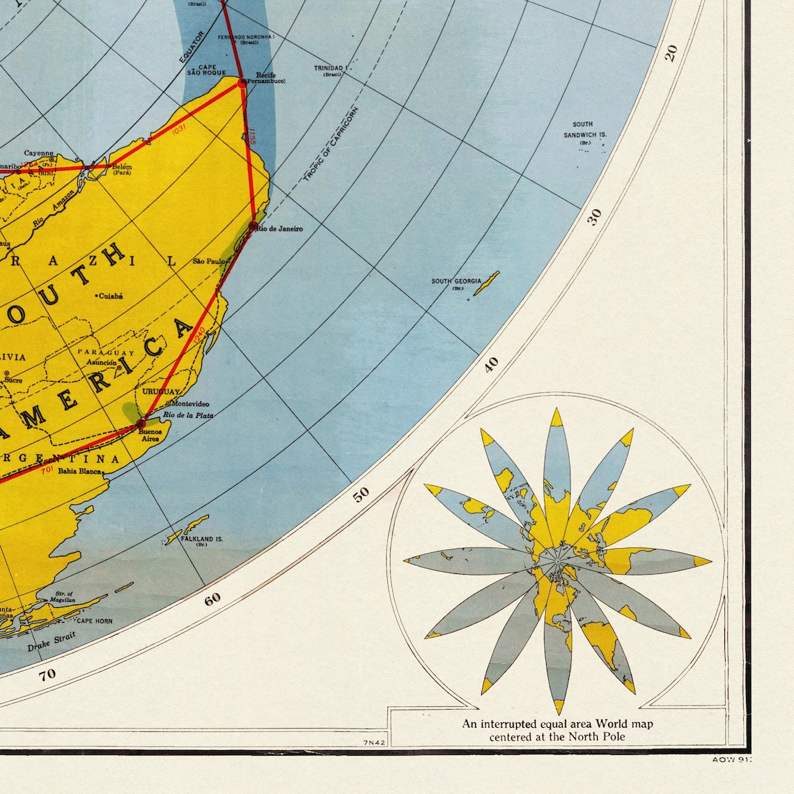 World Map for the Air Age - Rand Mcnally - Detailed Azimuthel ...