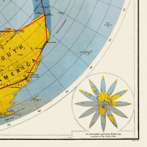 World Map for the Air Age - Rand Mcnally - Detailed Azimuthel ...
