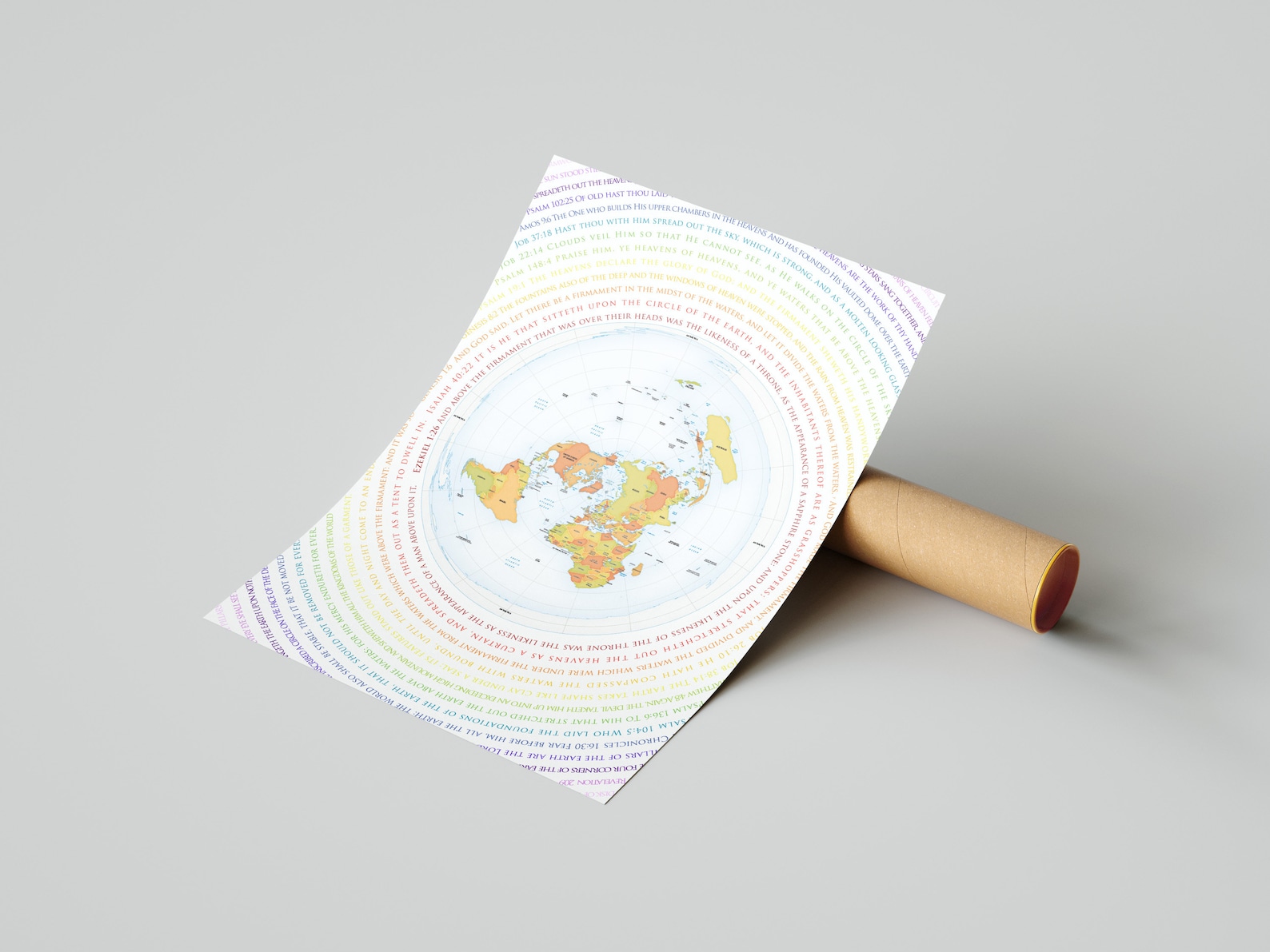 Flat Earth Map With Biblical Scripture PosterAzimuthel | Etsy