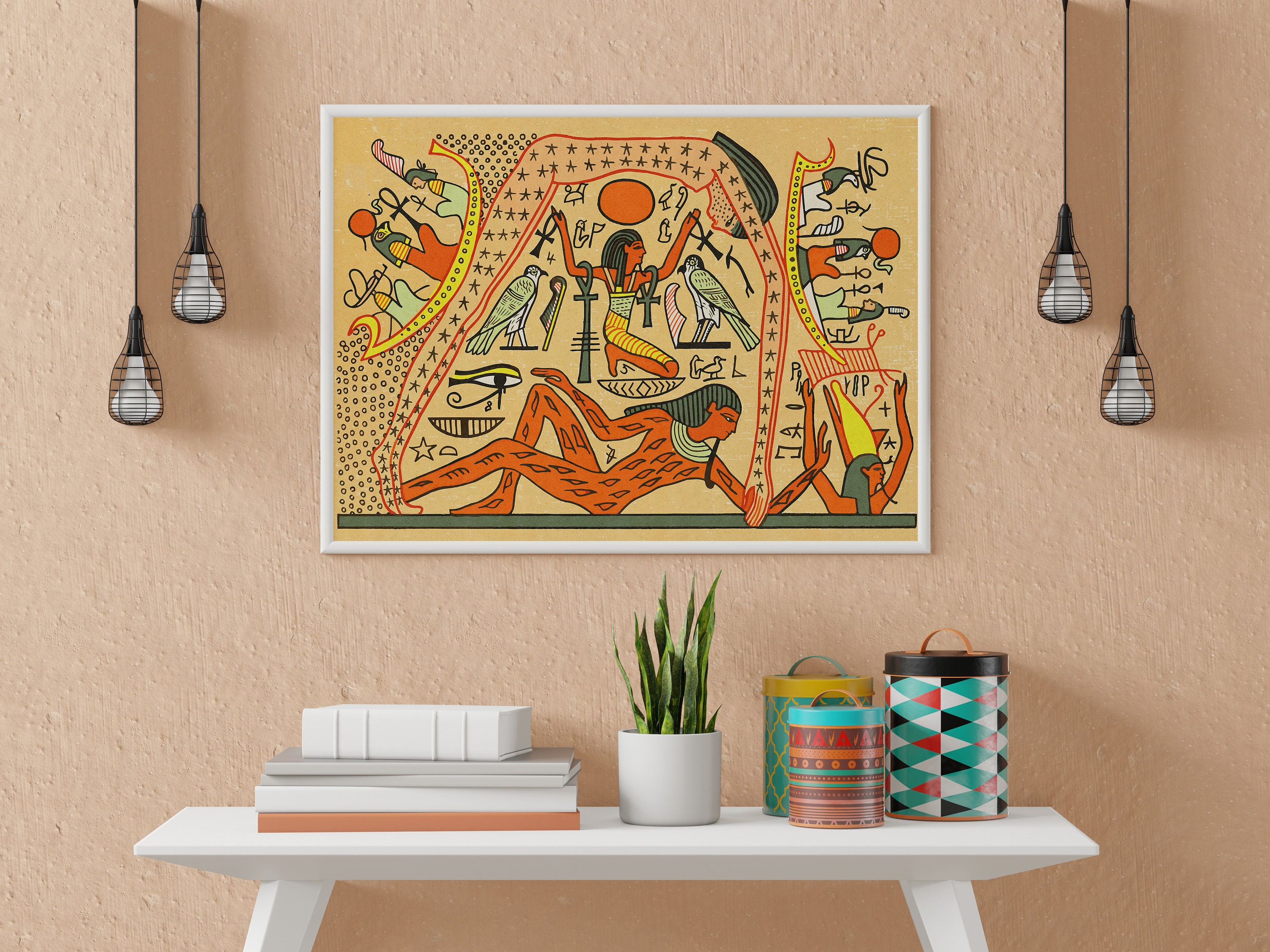 Ancient Egyptian Flat Earth Cosmology Print - the Sky Goddess Nut and ...