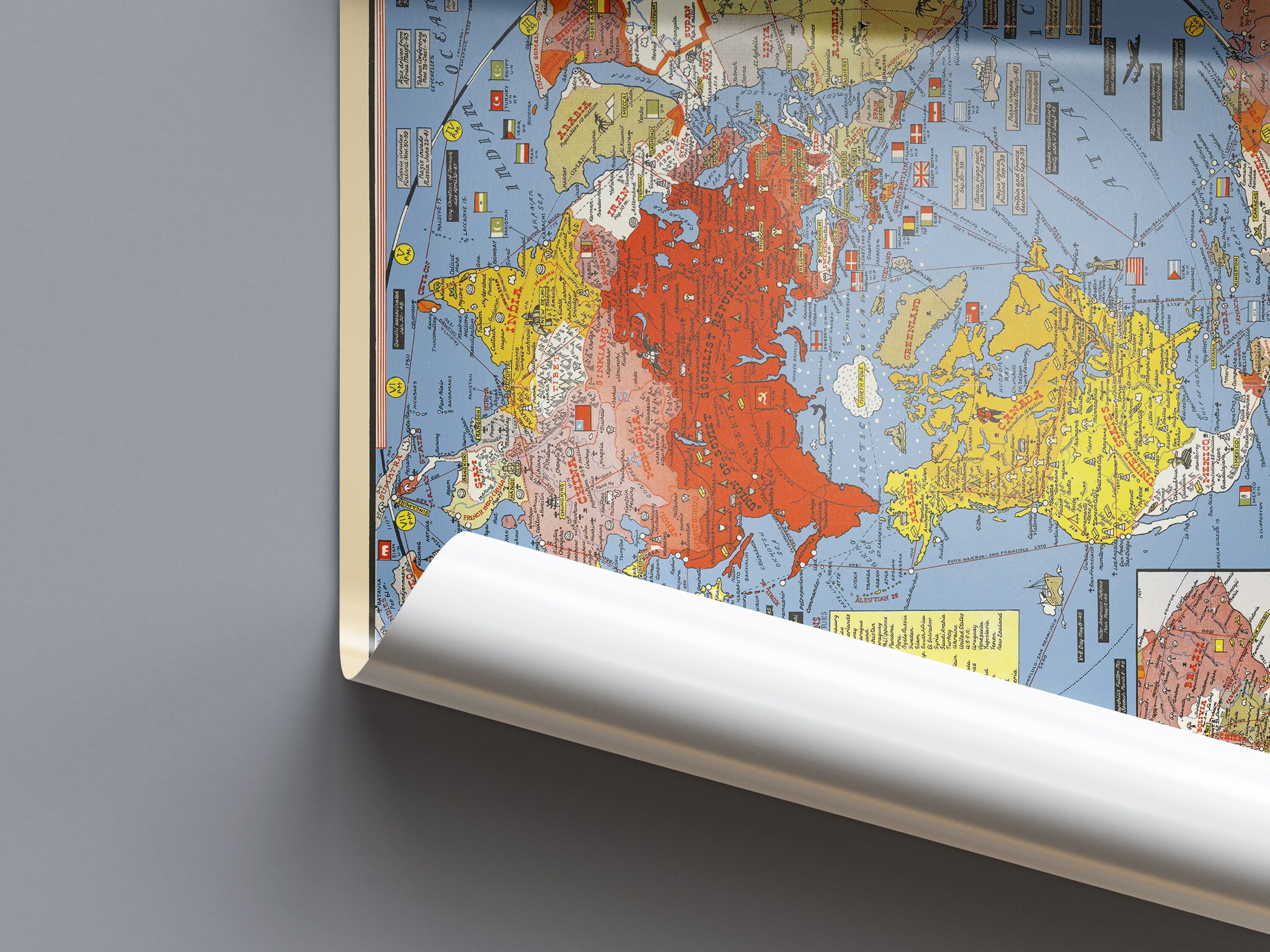 Historic World Map the World Today With Latest Boundaries | Etsy