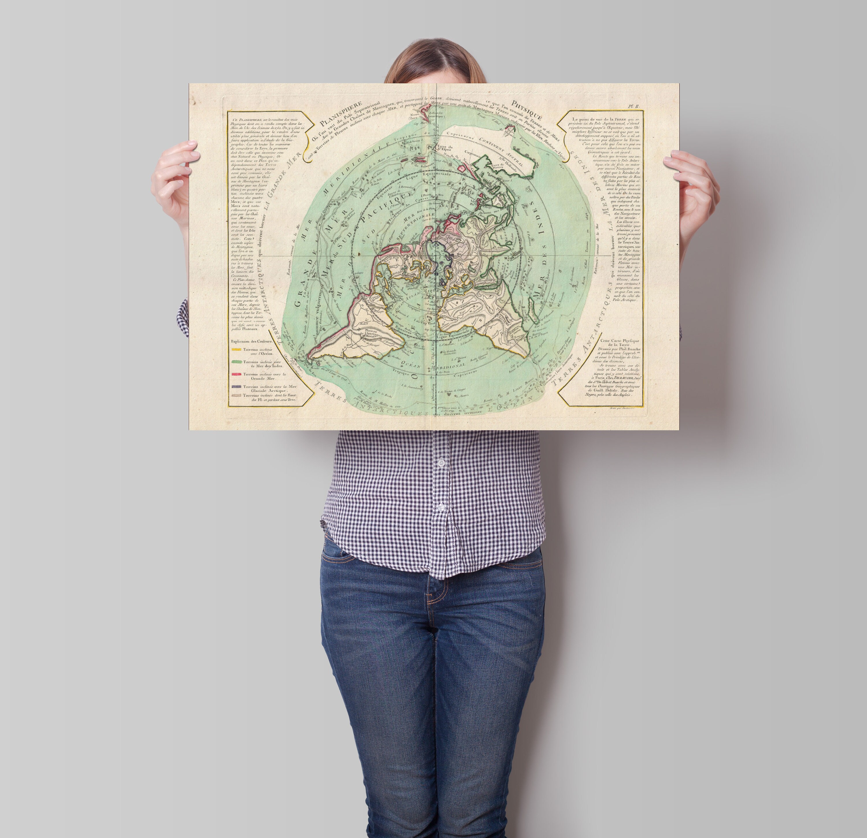 1781 Buache De Neuville Map of the World on Polar Projection - Etsy