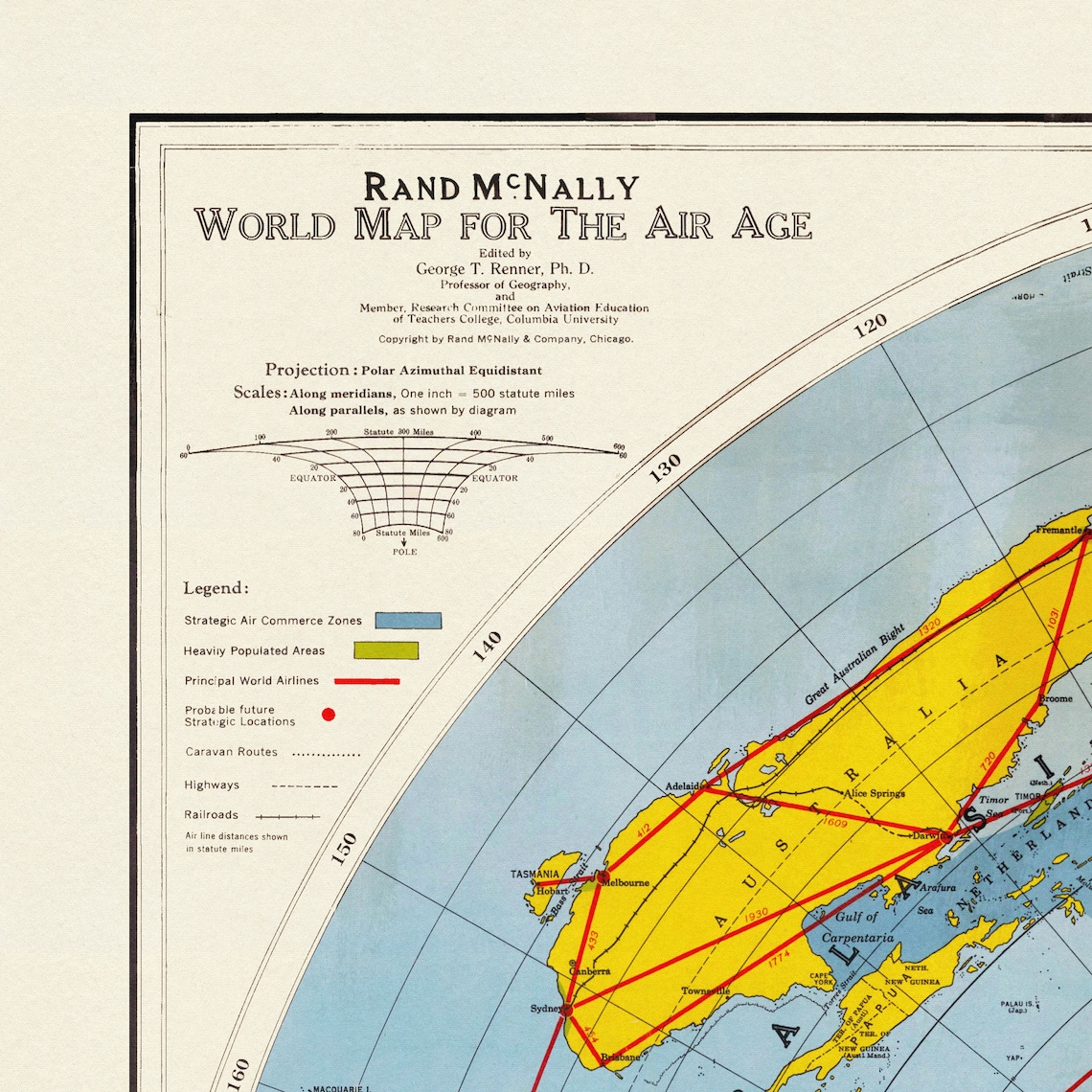 World Map for the Air Age Rand Mcnally Detailed Azimuthel - Etsy Australia