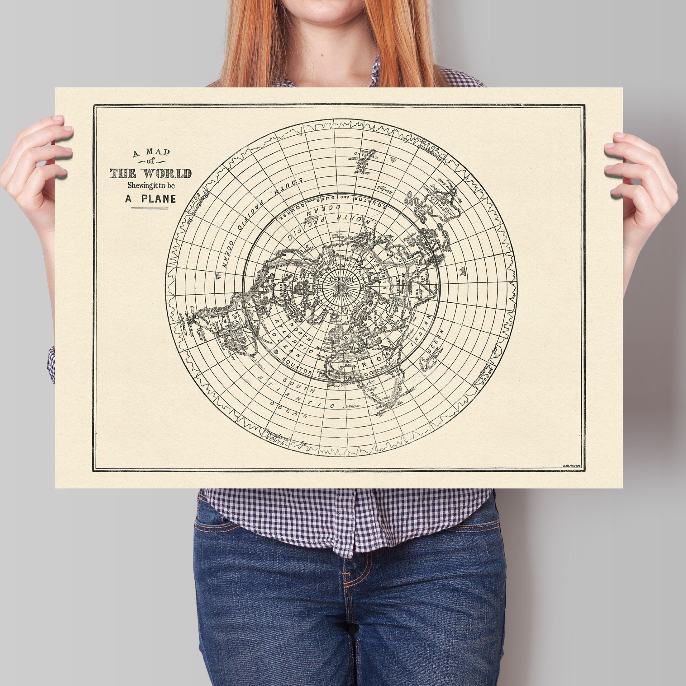 A Map of the World Shewing It to Be a Plane Vintage Flat | Etsy Canada