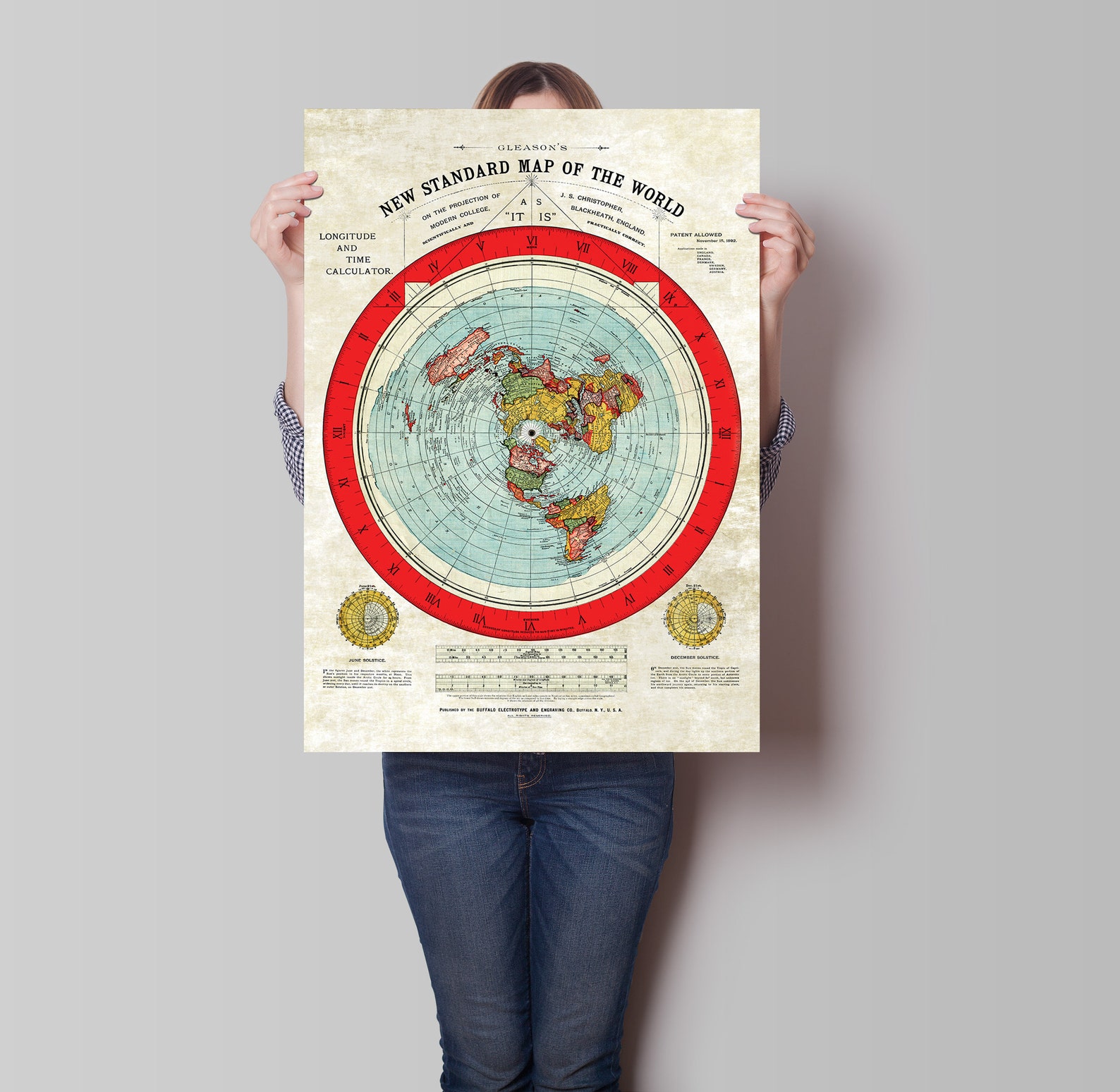 Flat Earth Gleason Map RESTORED EDITION Old Map, Large Map, Antique ...