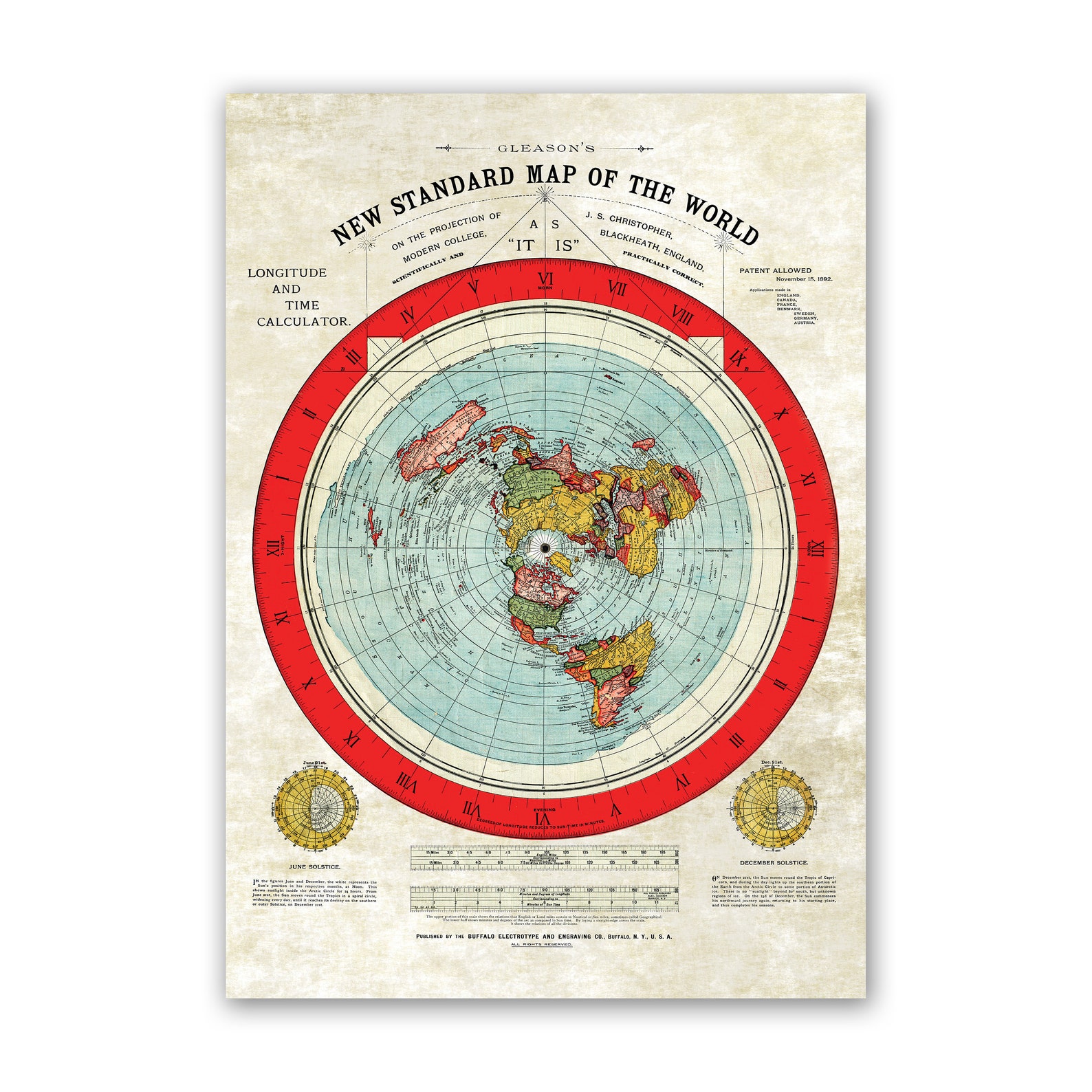 Flat Earth Gleason Map RESTORED EDITION Old Map, Large Map, Antique ...