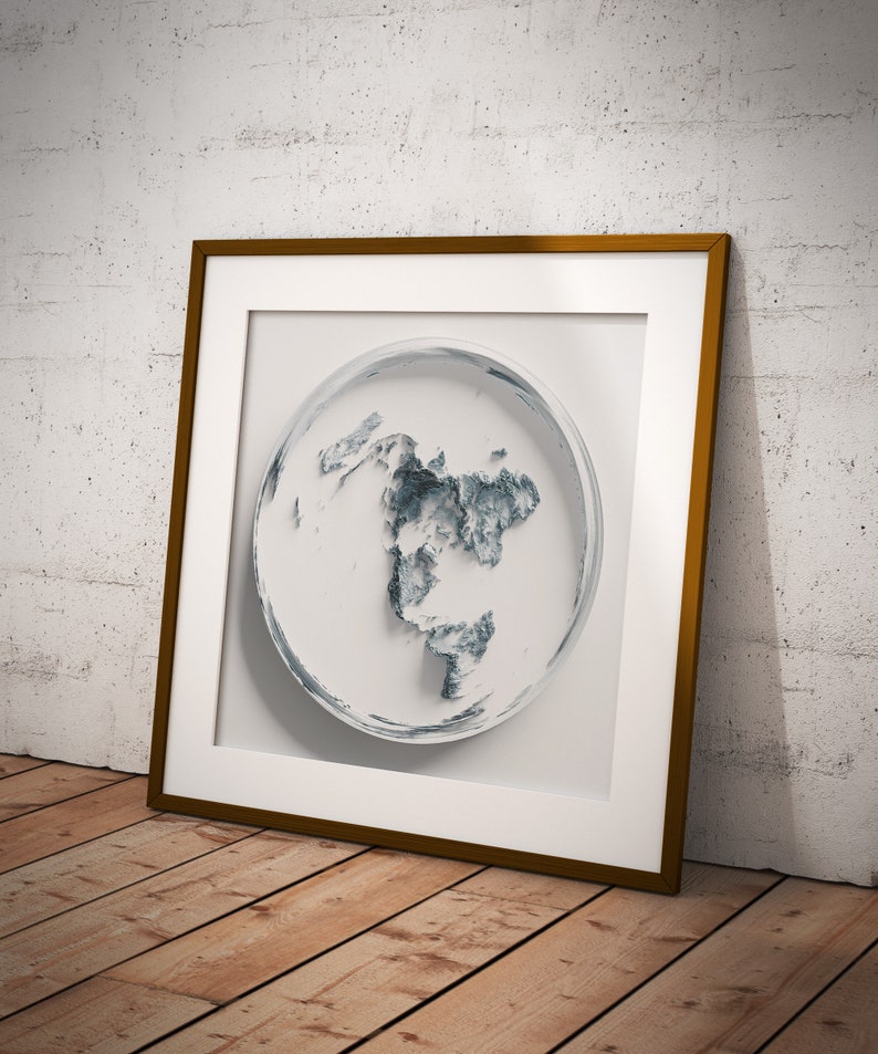 Flat Earth Artistic Relief Map: Earth's Azimuthal Projection - Etsy