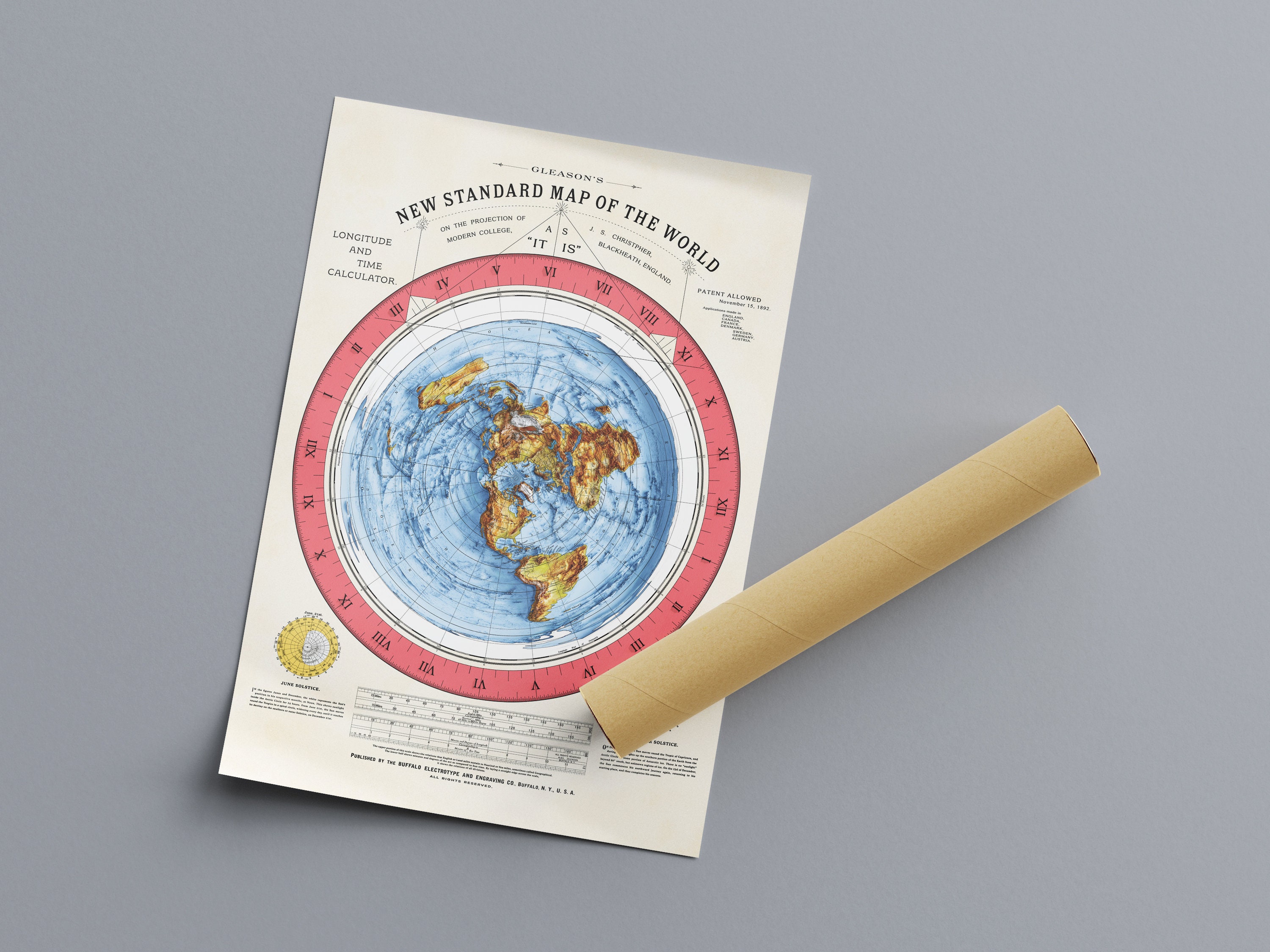 Flat Earth Map Alexander Gleason's 'the New Standard - Etsy Canada