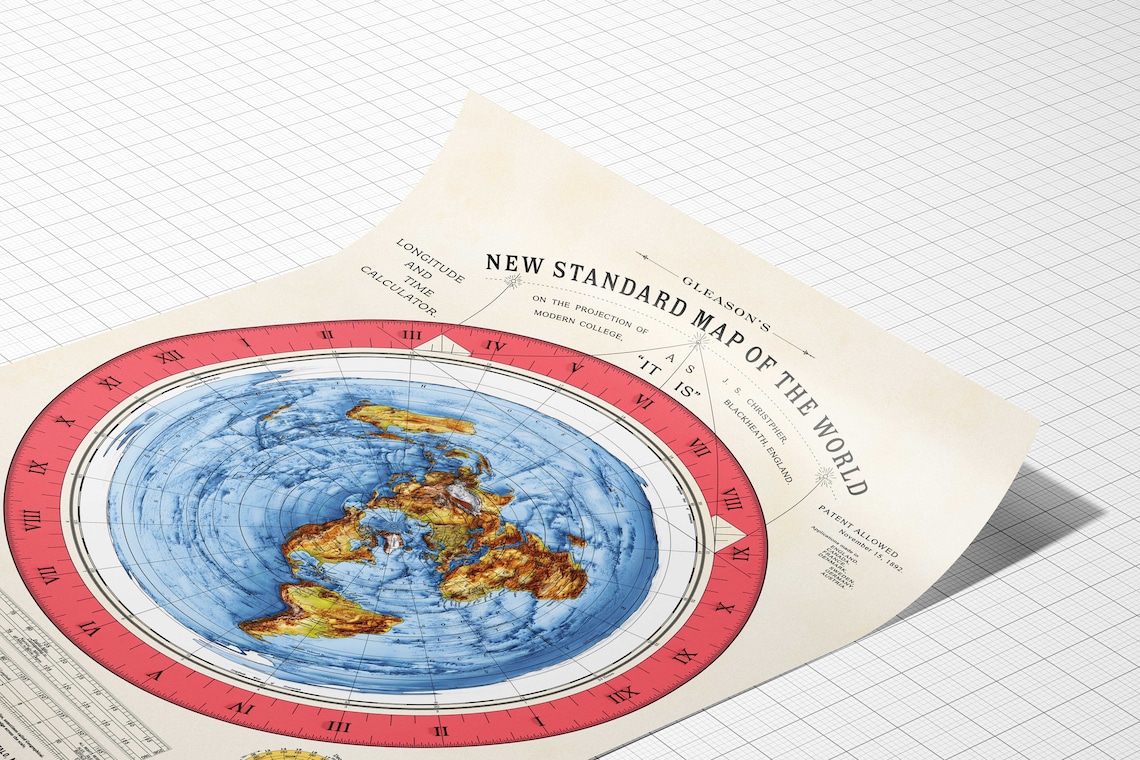 Flat Earth Map Alexander Gleason's 'the New Standard - Etsy UK