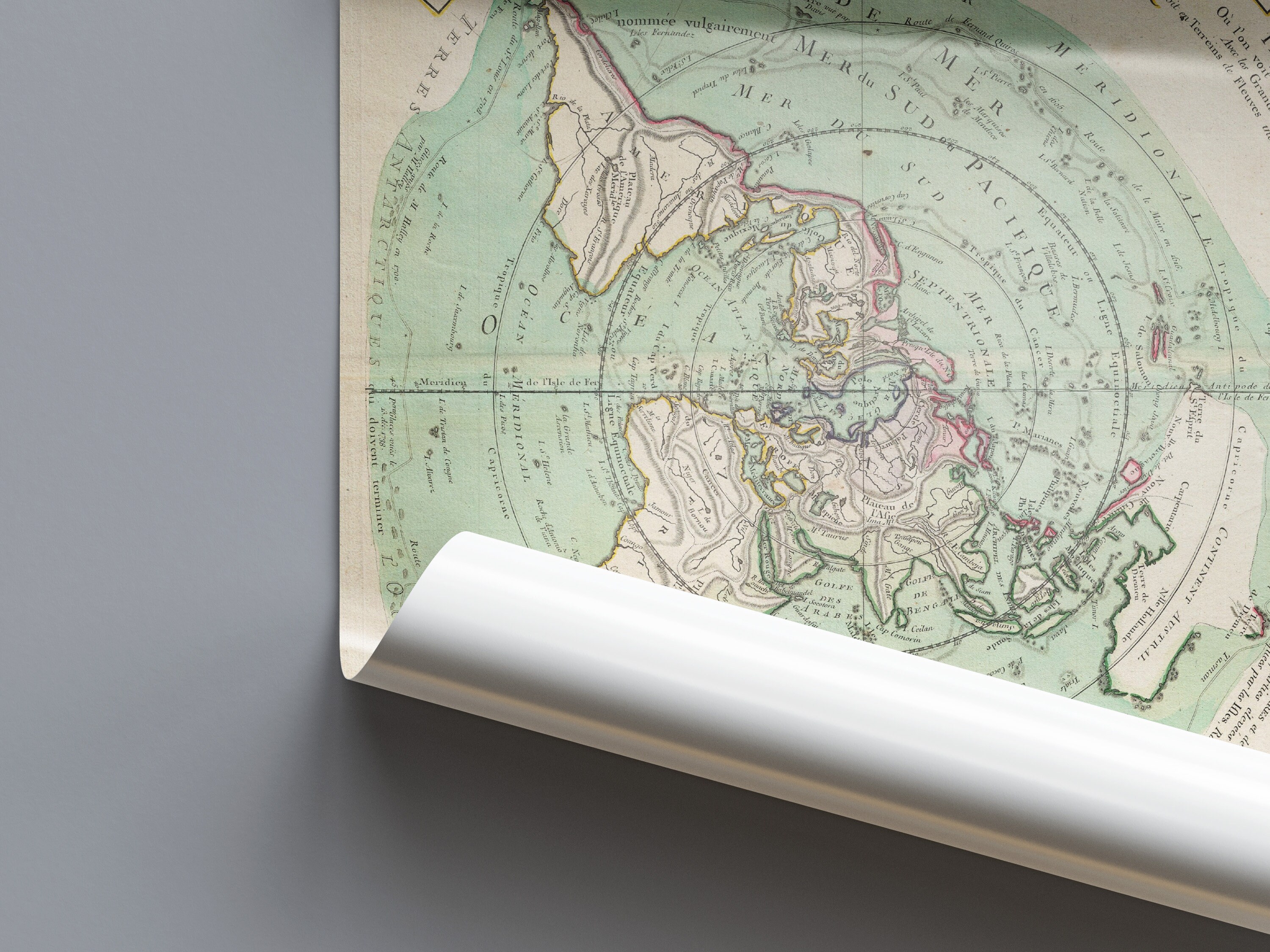 1781 Buache De Neuville Map of the World on Polar Projection - Etsy