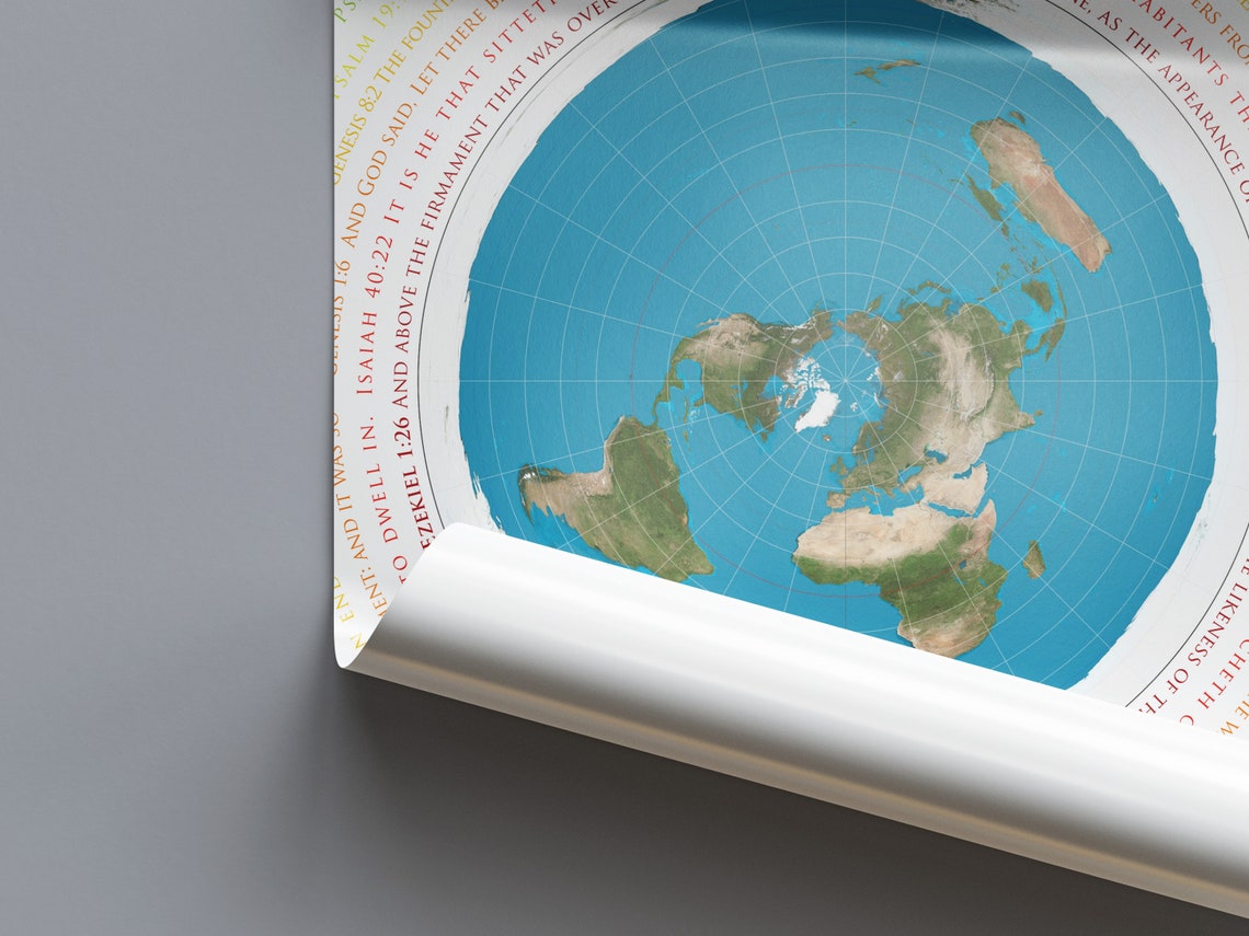 Flat Earth Map Azimuthel Equidistant With Biblical Scripture | Etsy UK