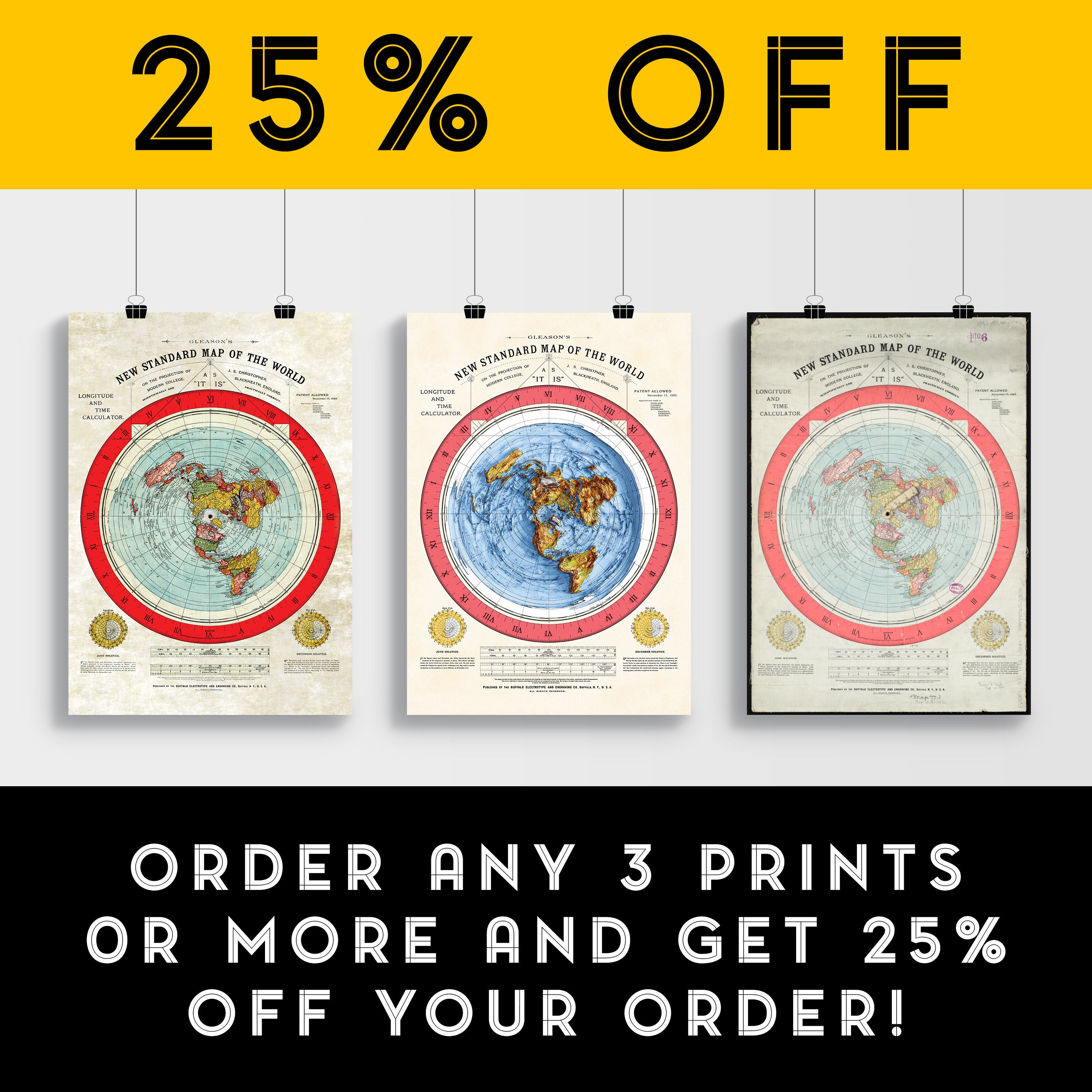 Flat Earth Map Alexander Gleason's 'the New Standard - Etsy UK