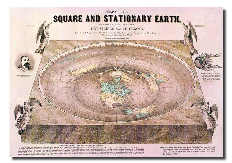 Orlando Ferguson Square and Stationary Flat Earth Map Poster | Etsy