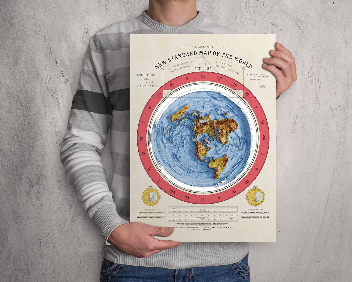 Flat Earth Map Alexander Gleason's 'the New Standard - Etsy UK
