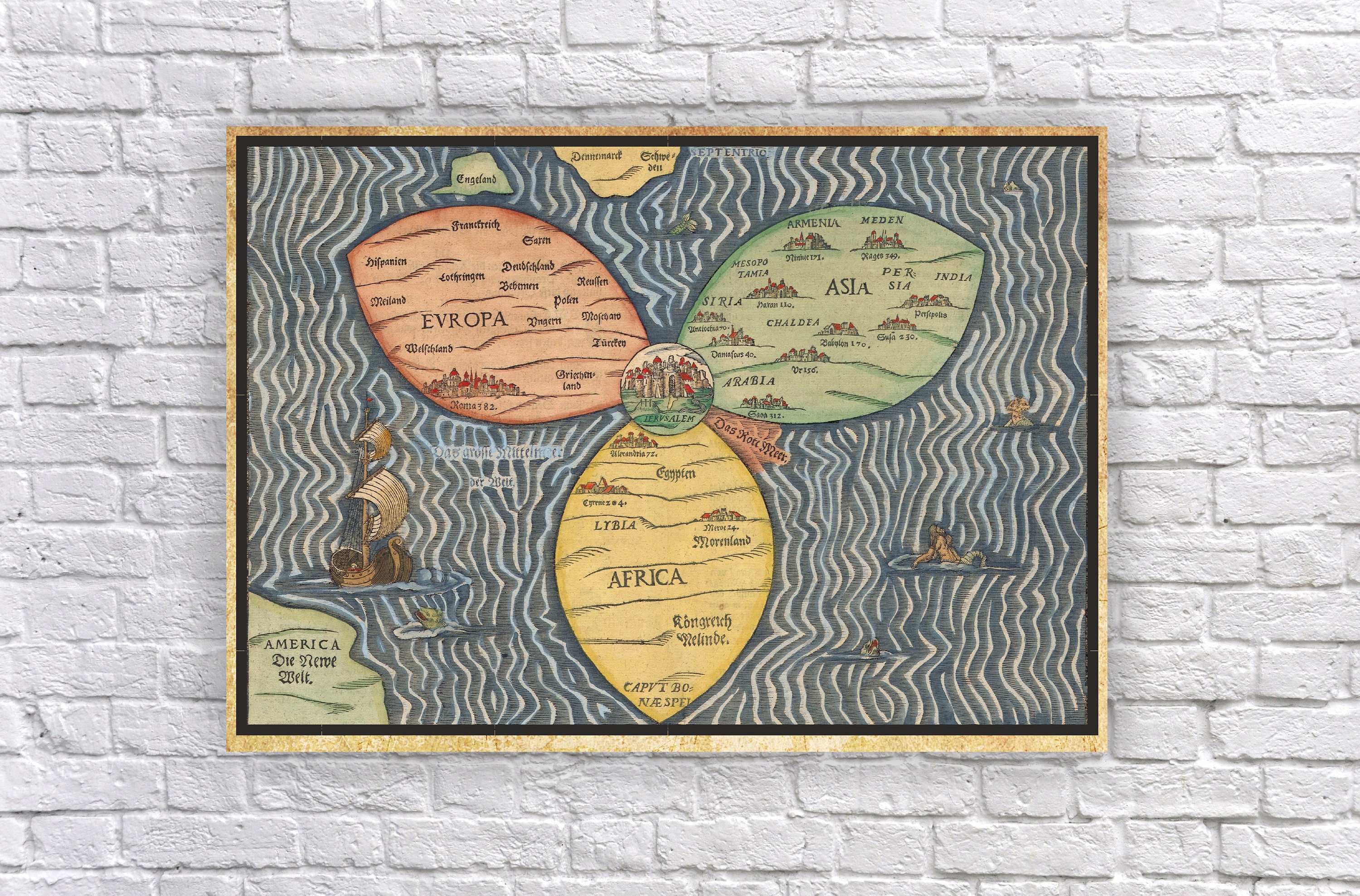 The Bünting Clover Leaf Map the World in a Cloverleaf Old - Etsy