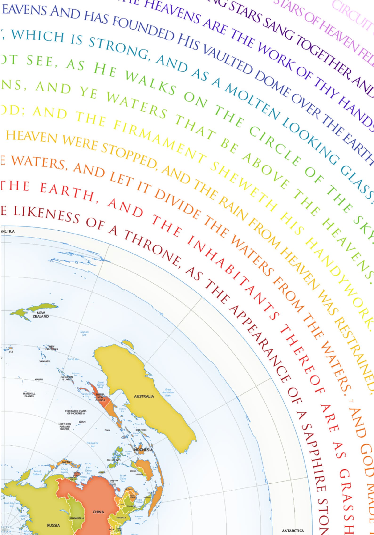 Flat Earth Map With Biblical Scripture PosterAzimuthel | Etsy