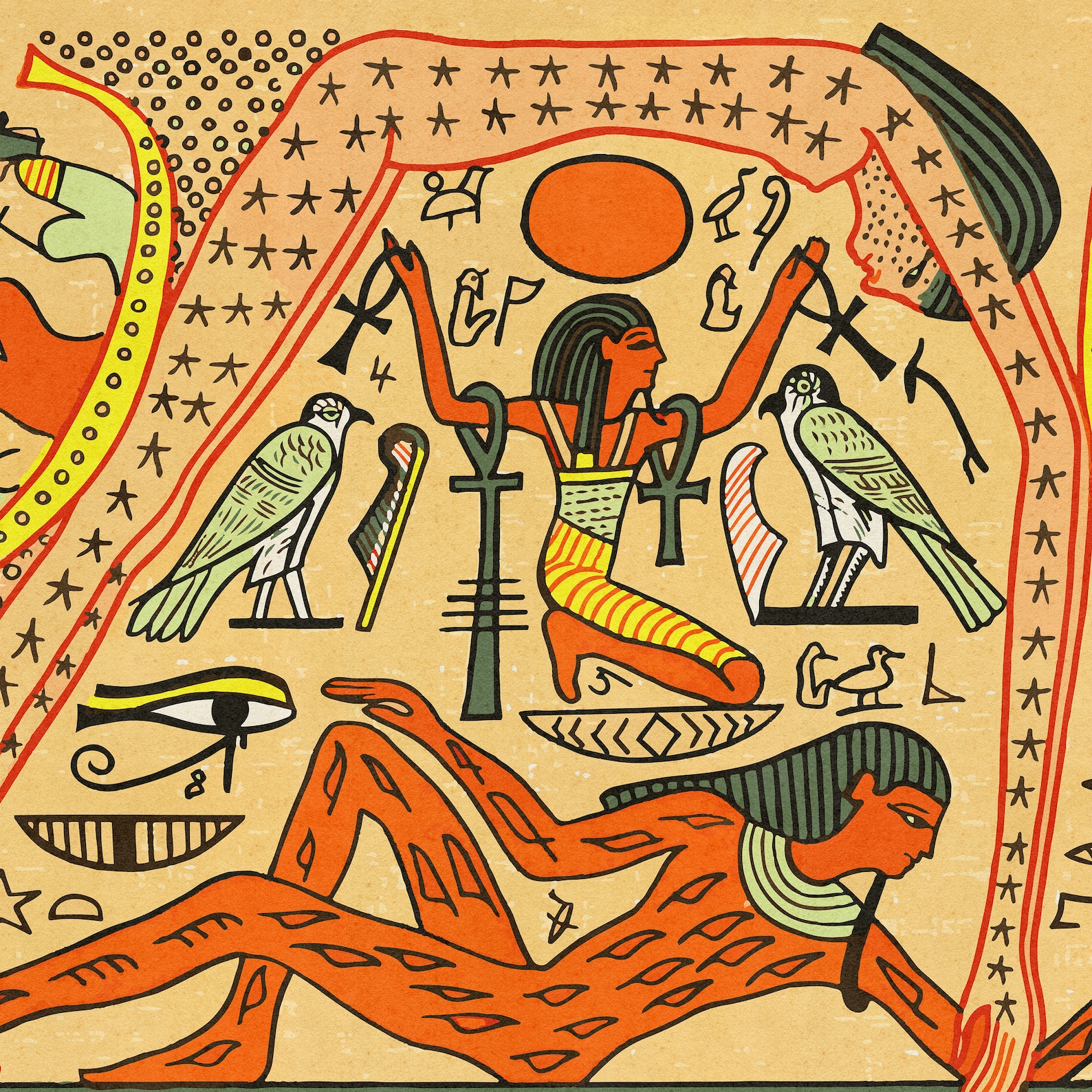 Ancient Egyptian Flat Earth Cosmology Print - the Sky Goddess Nut and ...
