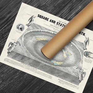 Orlando Ferguson Square and Stationary Flat Earth Map Poster, Old Map ...