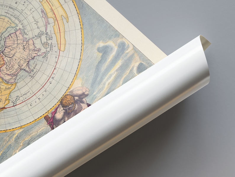 Vintage Flat Earth Planisphere World Map Print 1715 Louis | Etsy