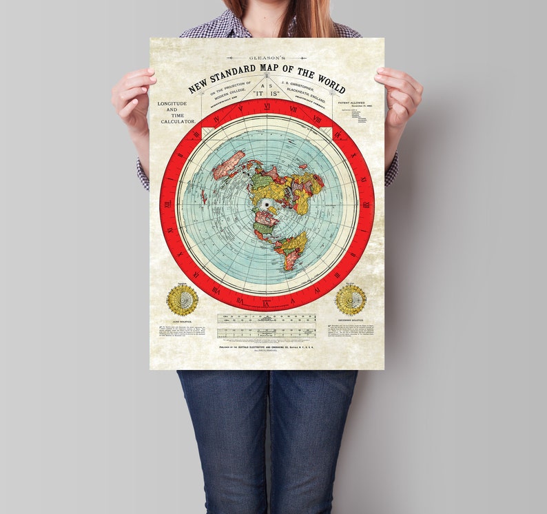 Flat Earth Gleason Map RESTORED EDITION Old Map Large Map | Etsy UK