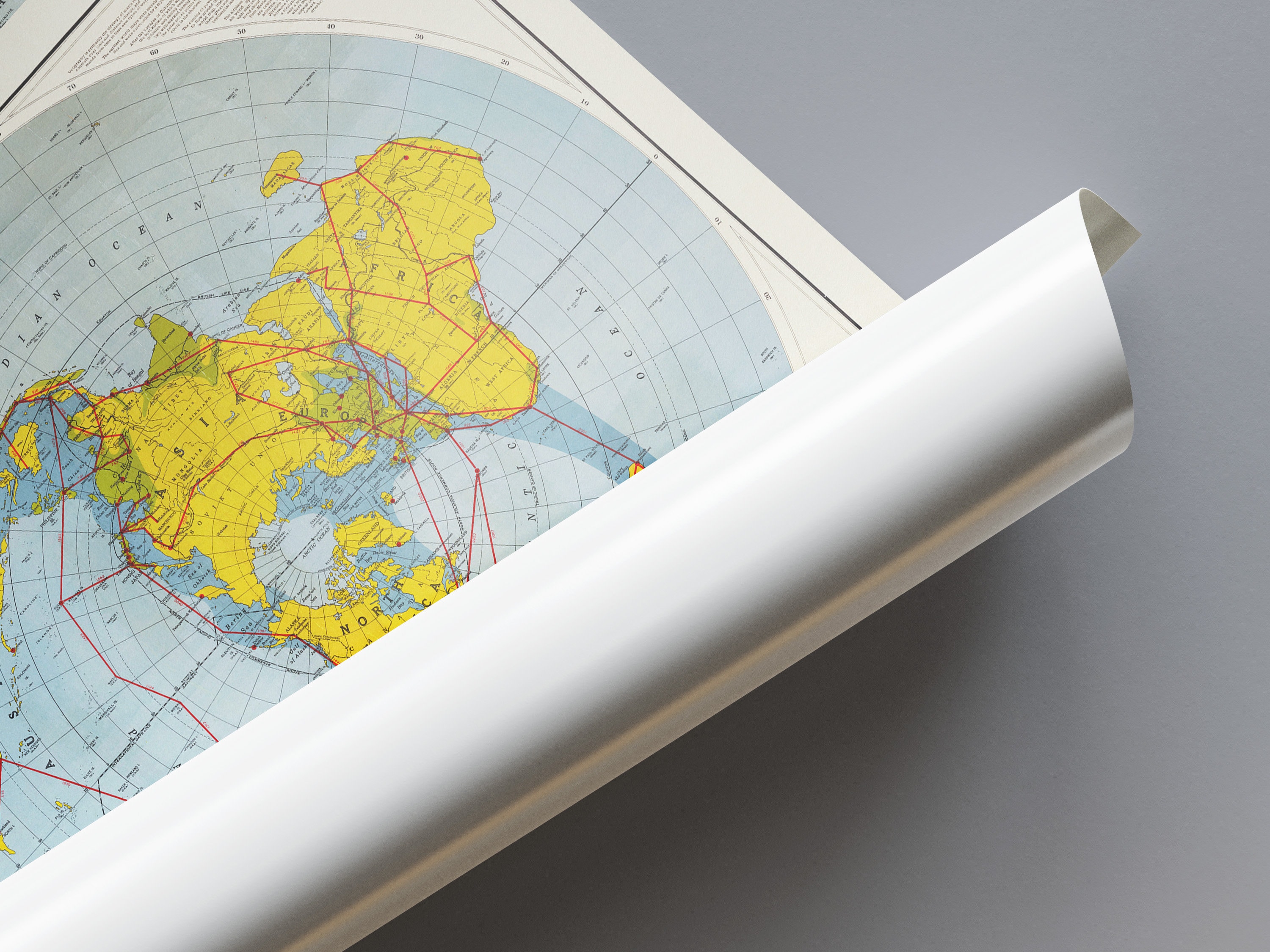 World Map for the Air Age - Rand Mcnally - Detailed Azimuthel ...
