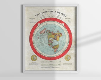 Flat Earth Map Alexander Gleason's 'the New Standard - Etsy UK
