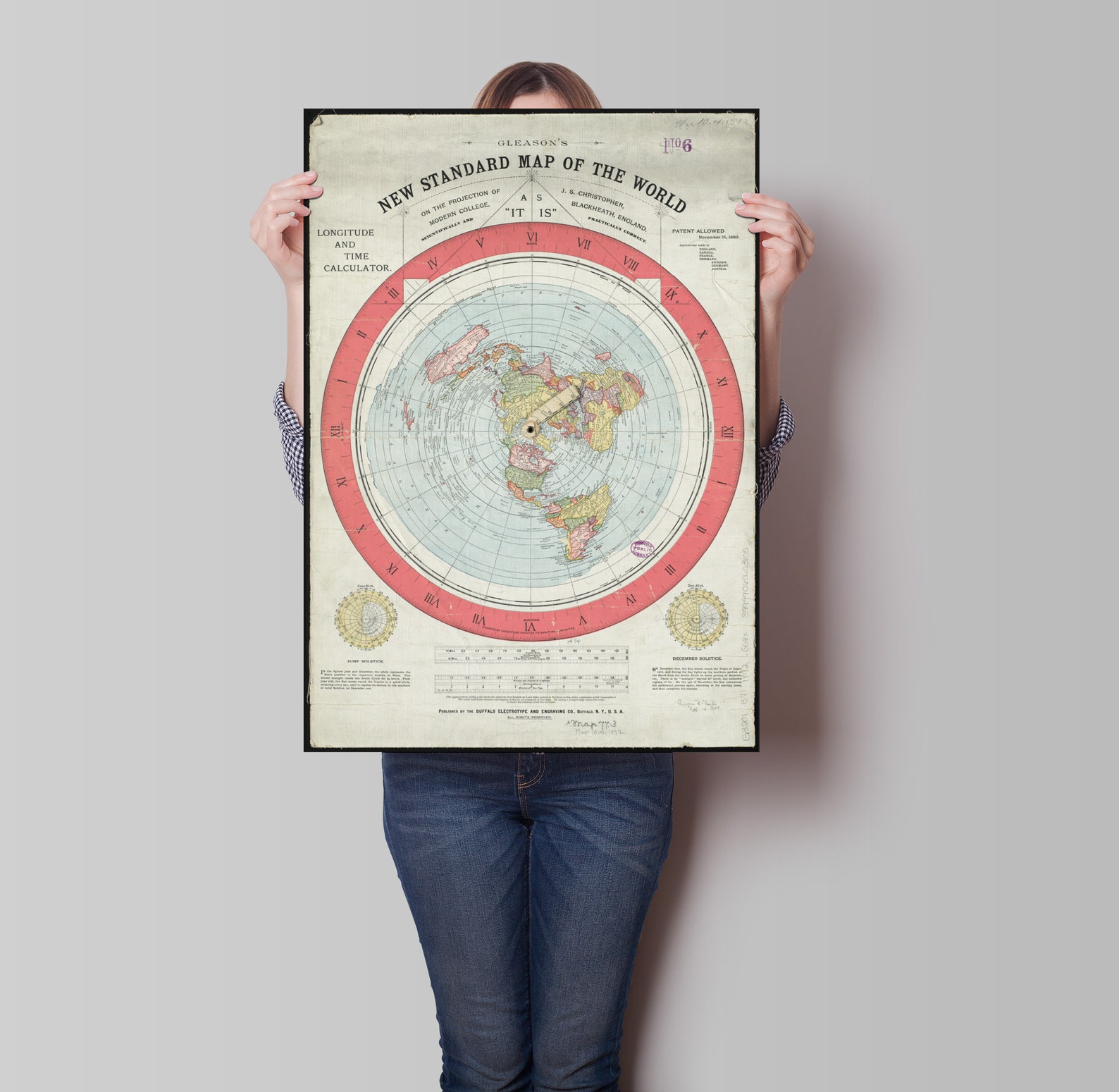 Flat Earth Map Gleason's New Standard Map of the World - Etsy UK