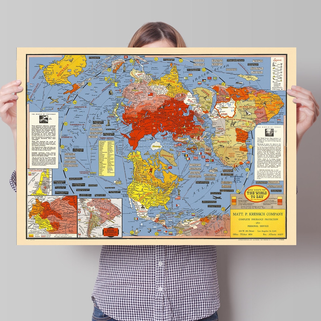 Historic World Map the World Today With Latest Boundaries Dated Events ...