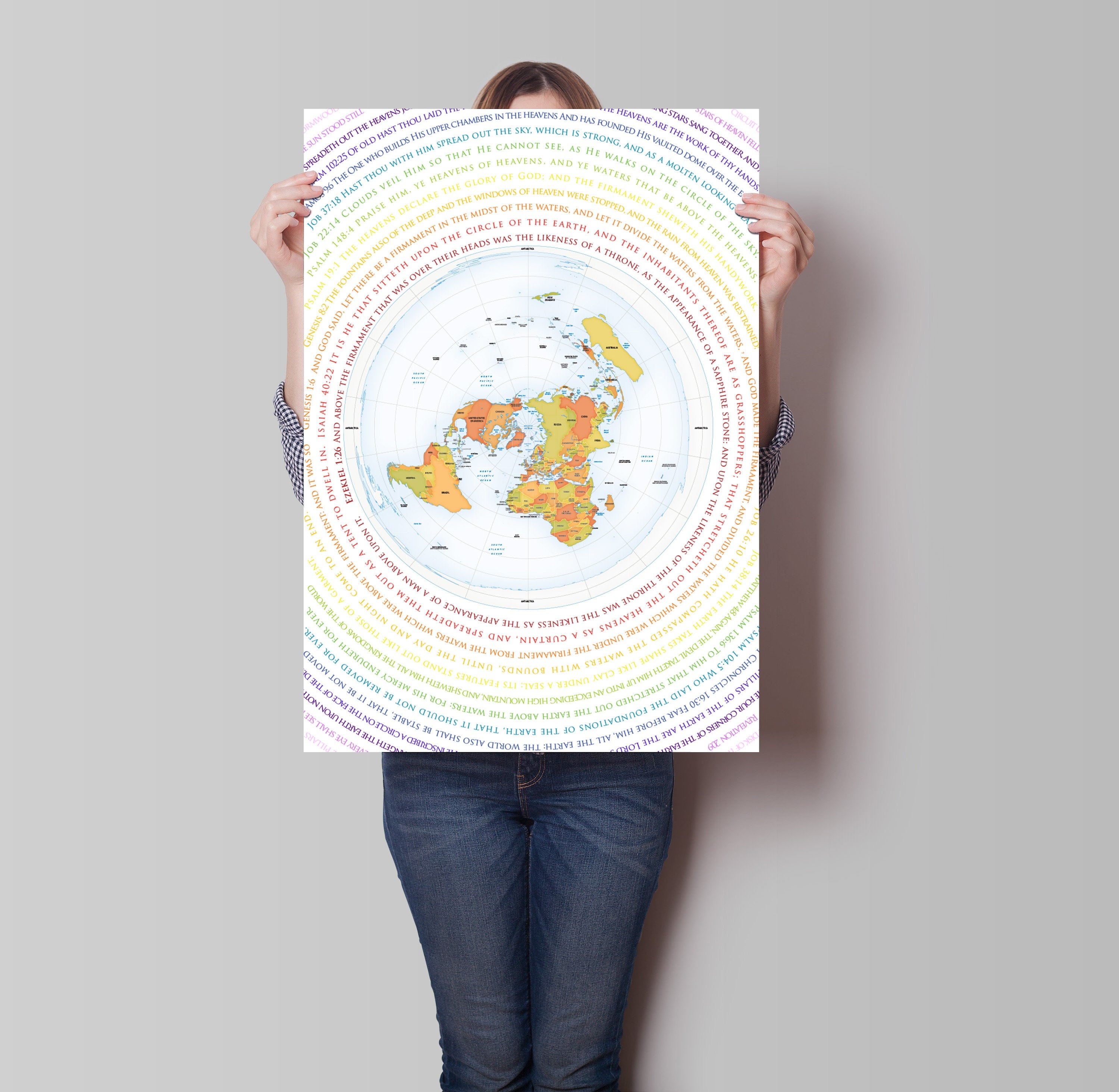 Flat Earth Map With Biblical Scripture Posterazimuthel - Etsy UK