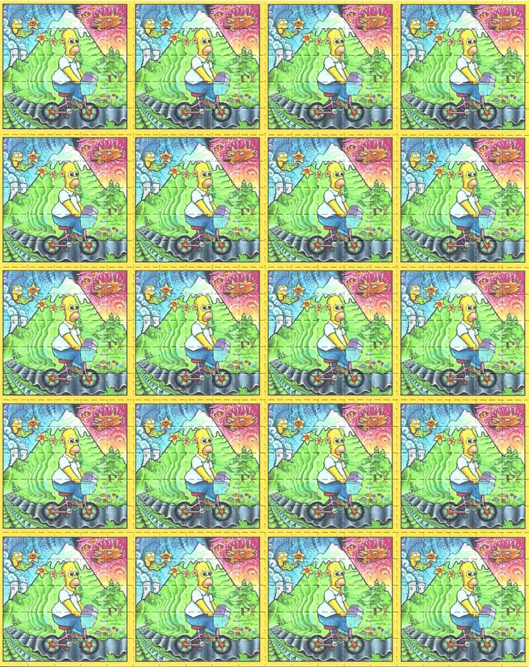 Blotter Art "homer Simpson Bike Ride" 500 Hit's, No Drugs, Only Paper ...