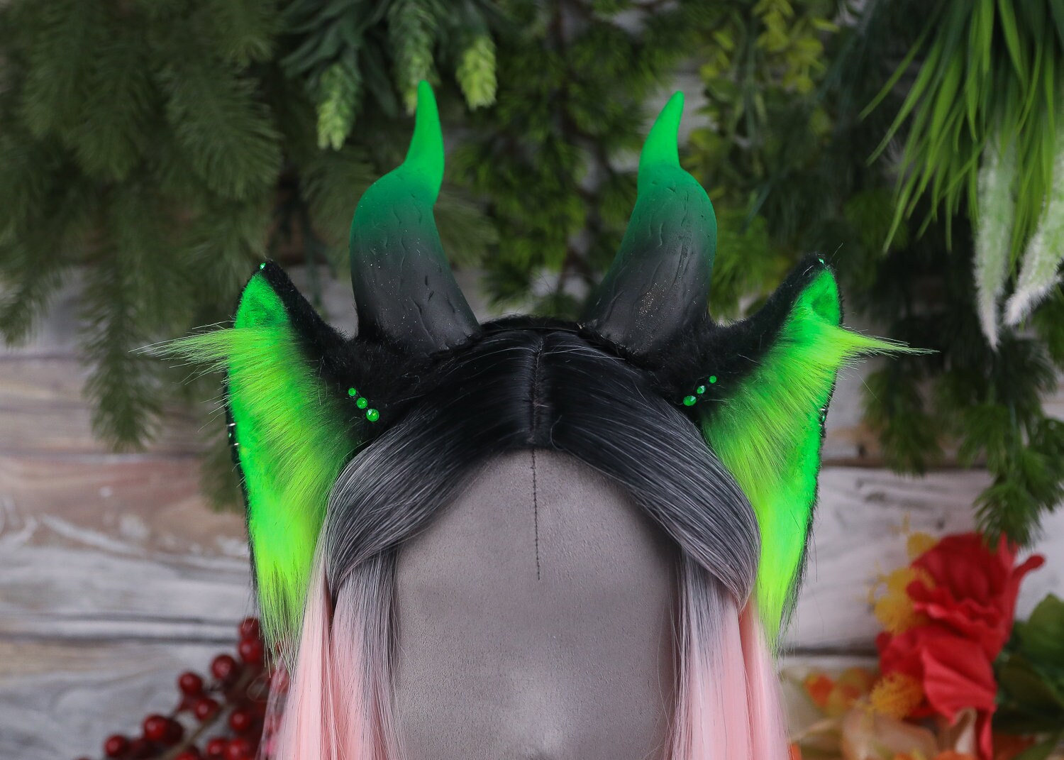 Green Neon Demon Ears Original Catzo Design MTO | Etsy